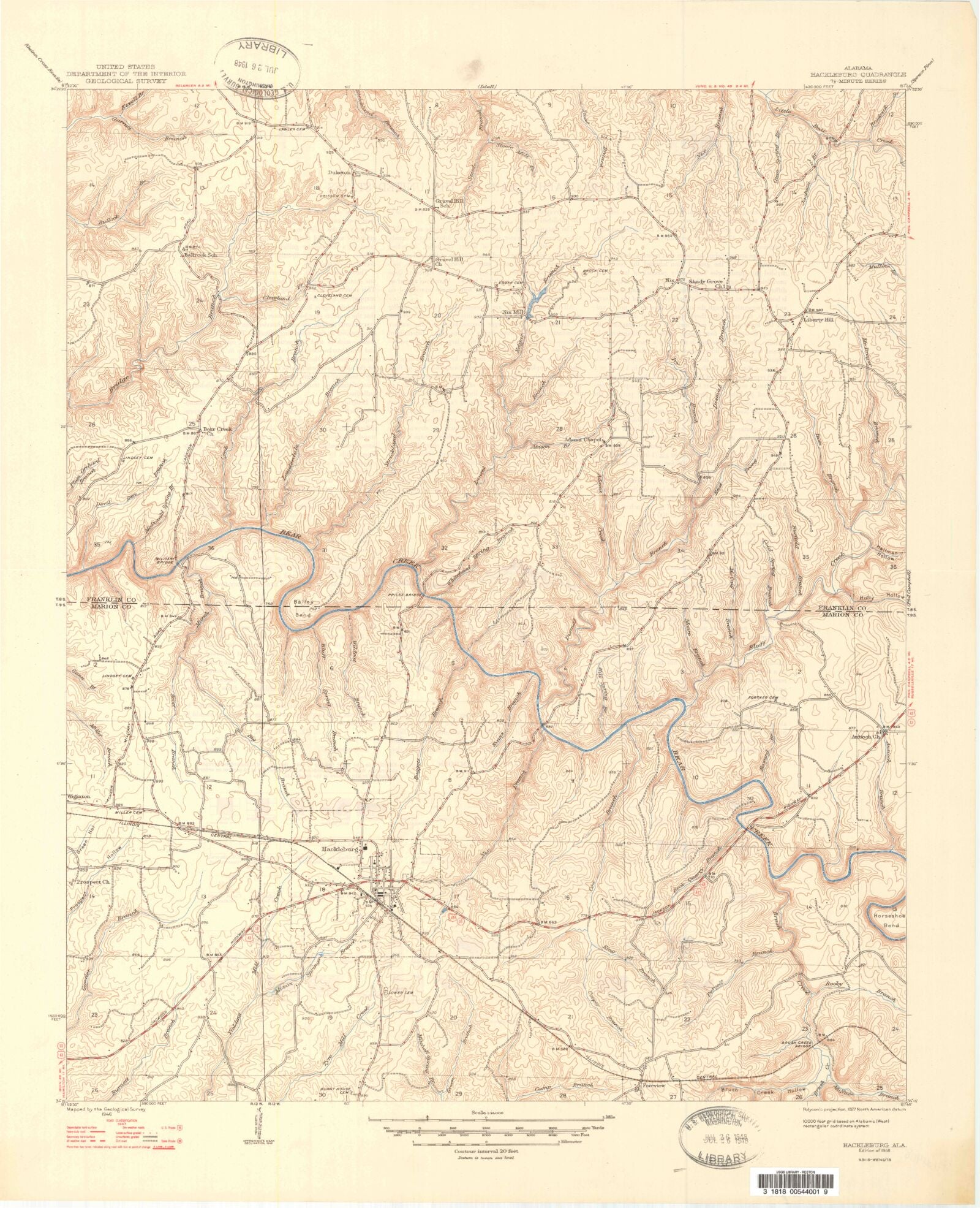 Classic USGS Hackleburg Alabama 7.5'x7.5' Topo Map – MyTopo Map Store