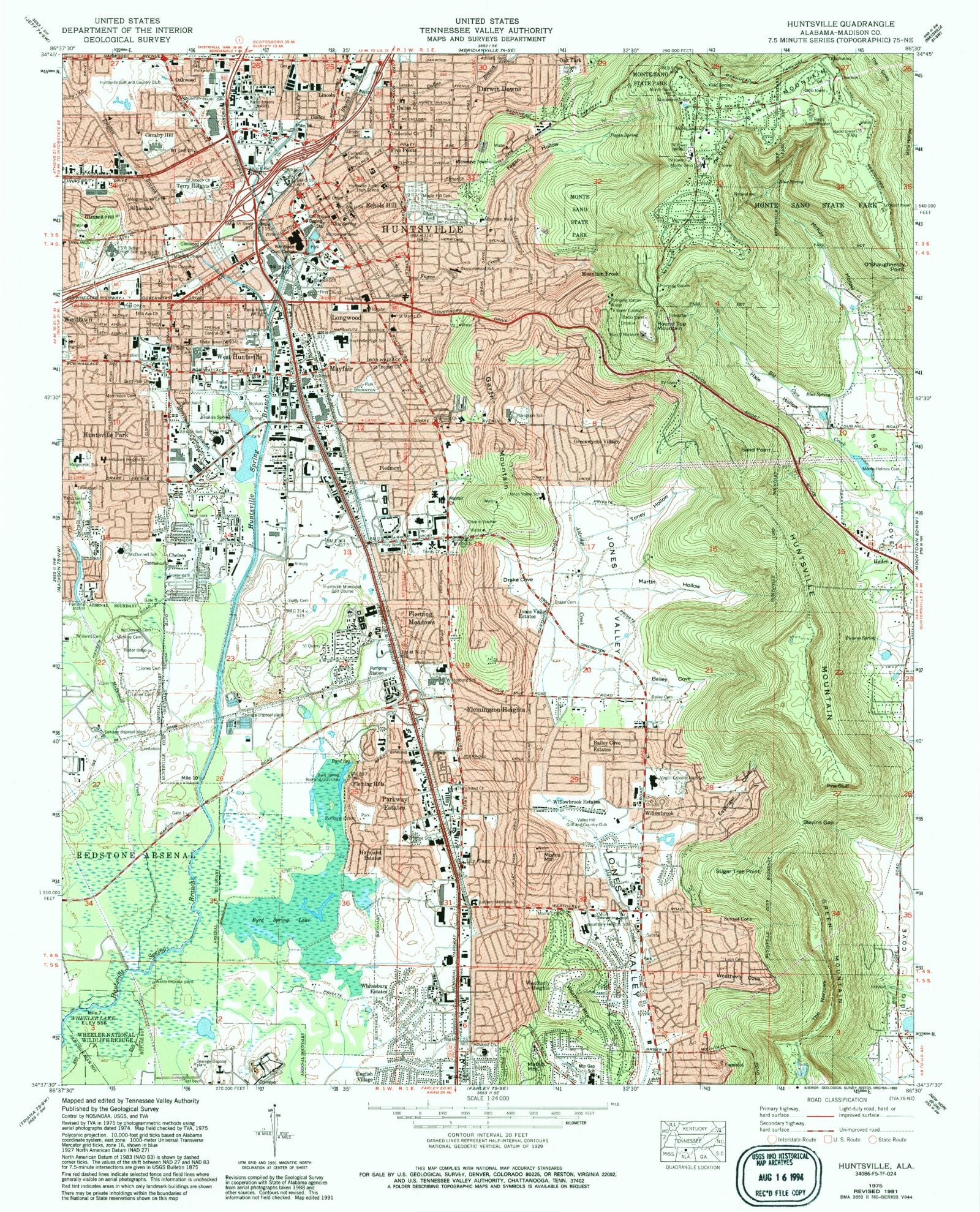 Classic USGS Huntsville Alabama 7.5'x7.5' Topo Map – MyTopo Map Store
