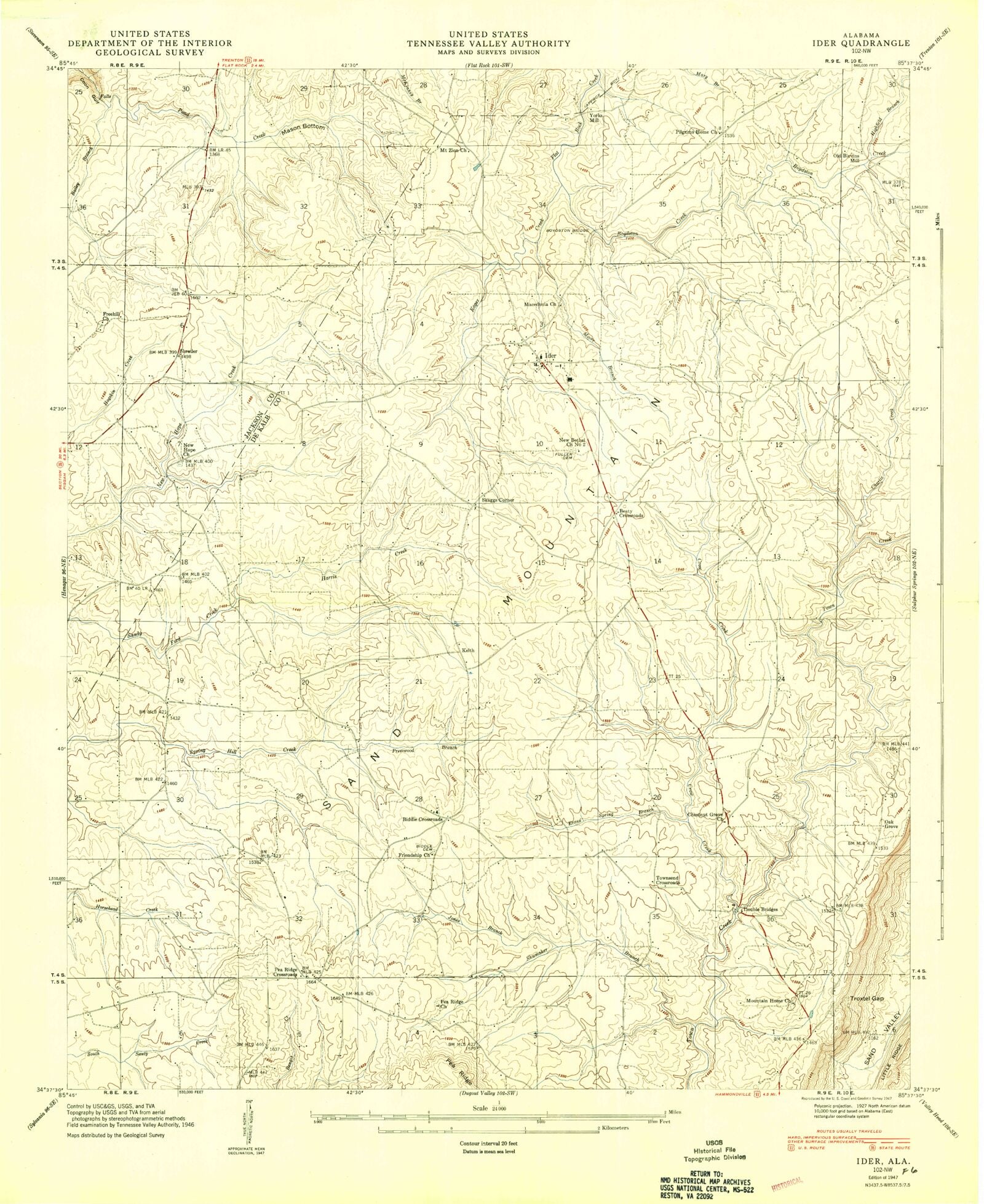 Classic USGS Ider Alabama 7.5'x7.5' Topo Map – MyTopo Map Store