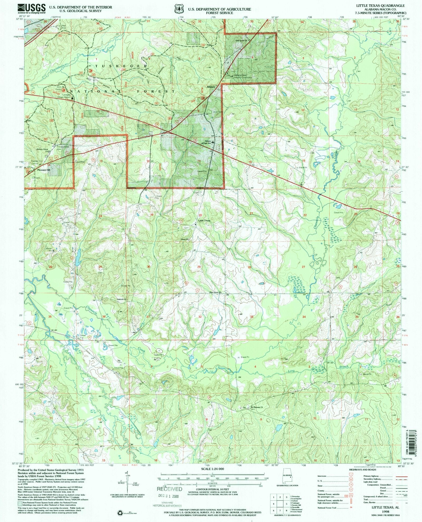 Classic USGS Little Texas Alabama 7.5'x7.5' Topo Map – MyTopo Map Store
