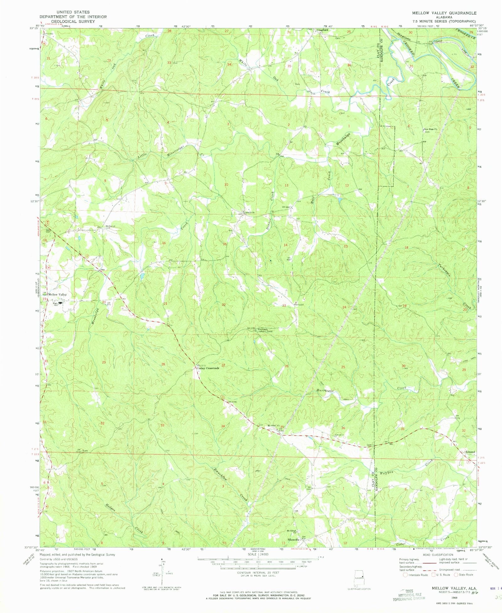 Classic USGS Mellow Valley Alabama 7.5'x7.5' Topo Map – MyTopo Map Store