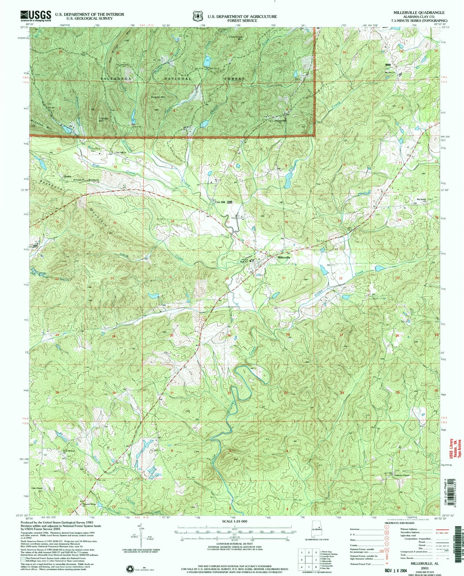Classic USGS Millerville Alabama 7.5'x7.5' Topo Map – MyTopo Map Store