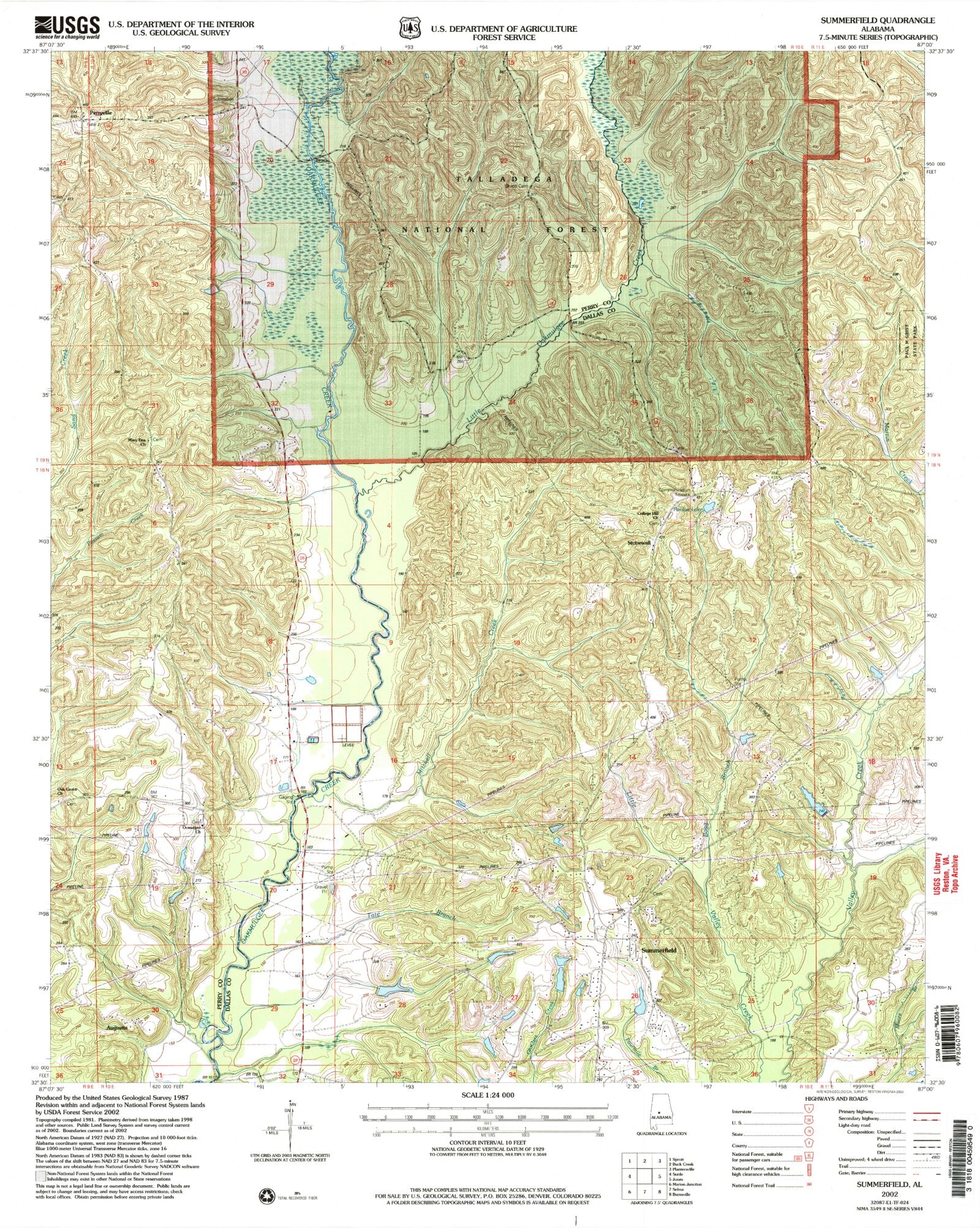 Classic USGS Summerfield Alabama 7.5'x7.5' Topo Map – MyTopo Map Store