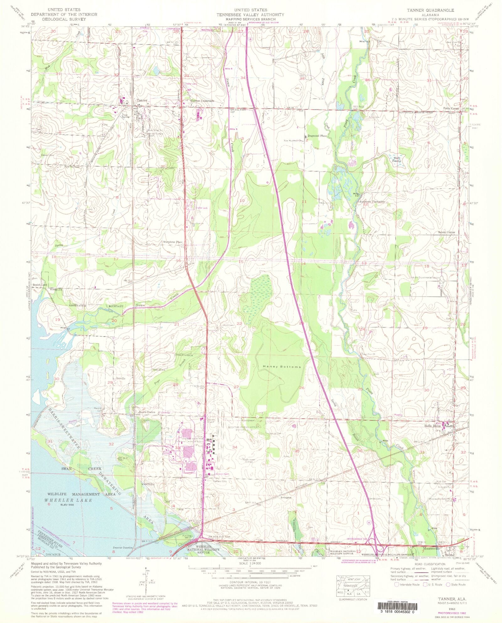 Classic USGS Tanner Alabama 7.5'x7.5' Topo Map – MyTopo Map Store