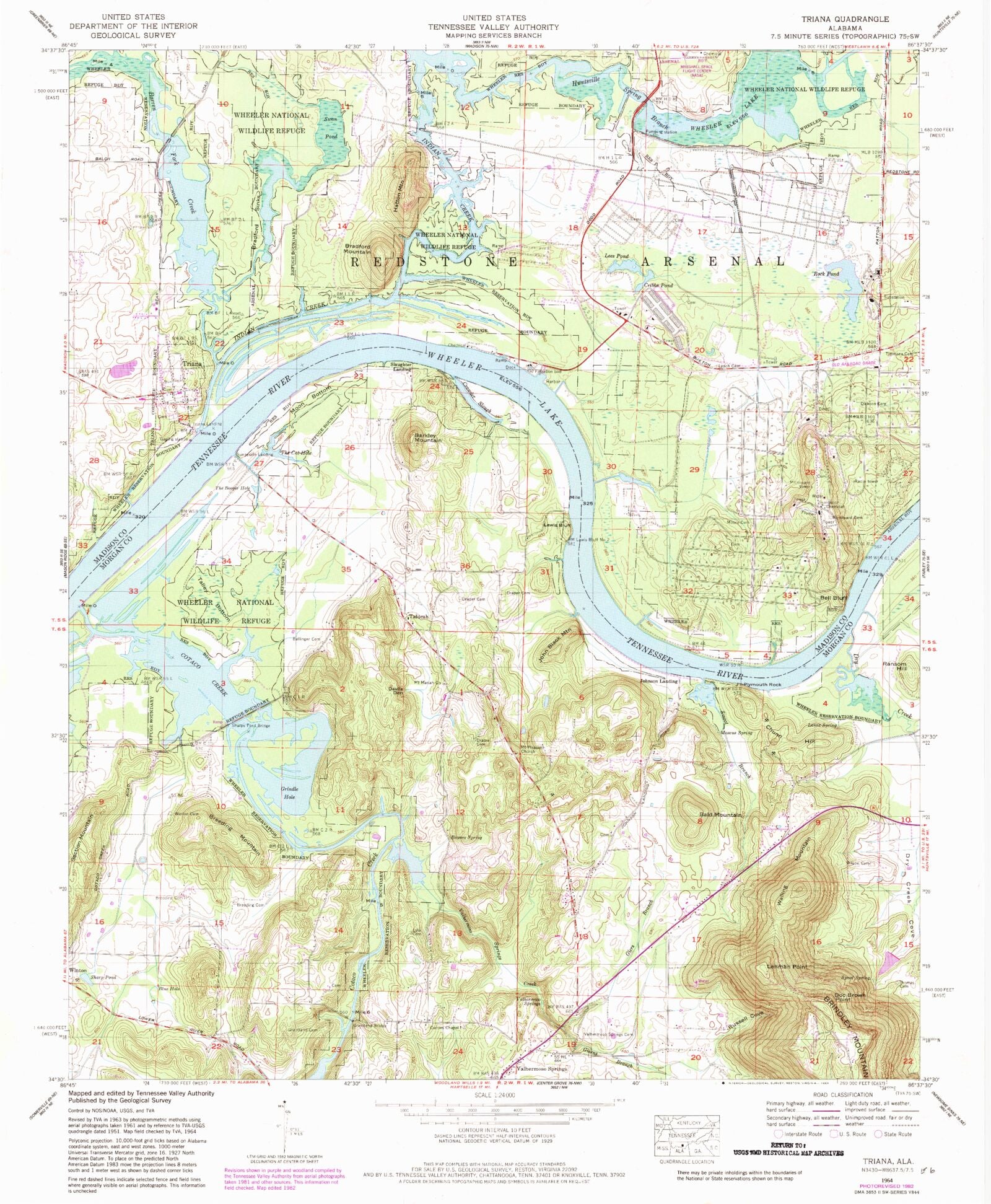 Classic USGS Triana Alabama 7.5'x7.5' Topo Map – MyTopo Map Store