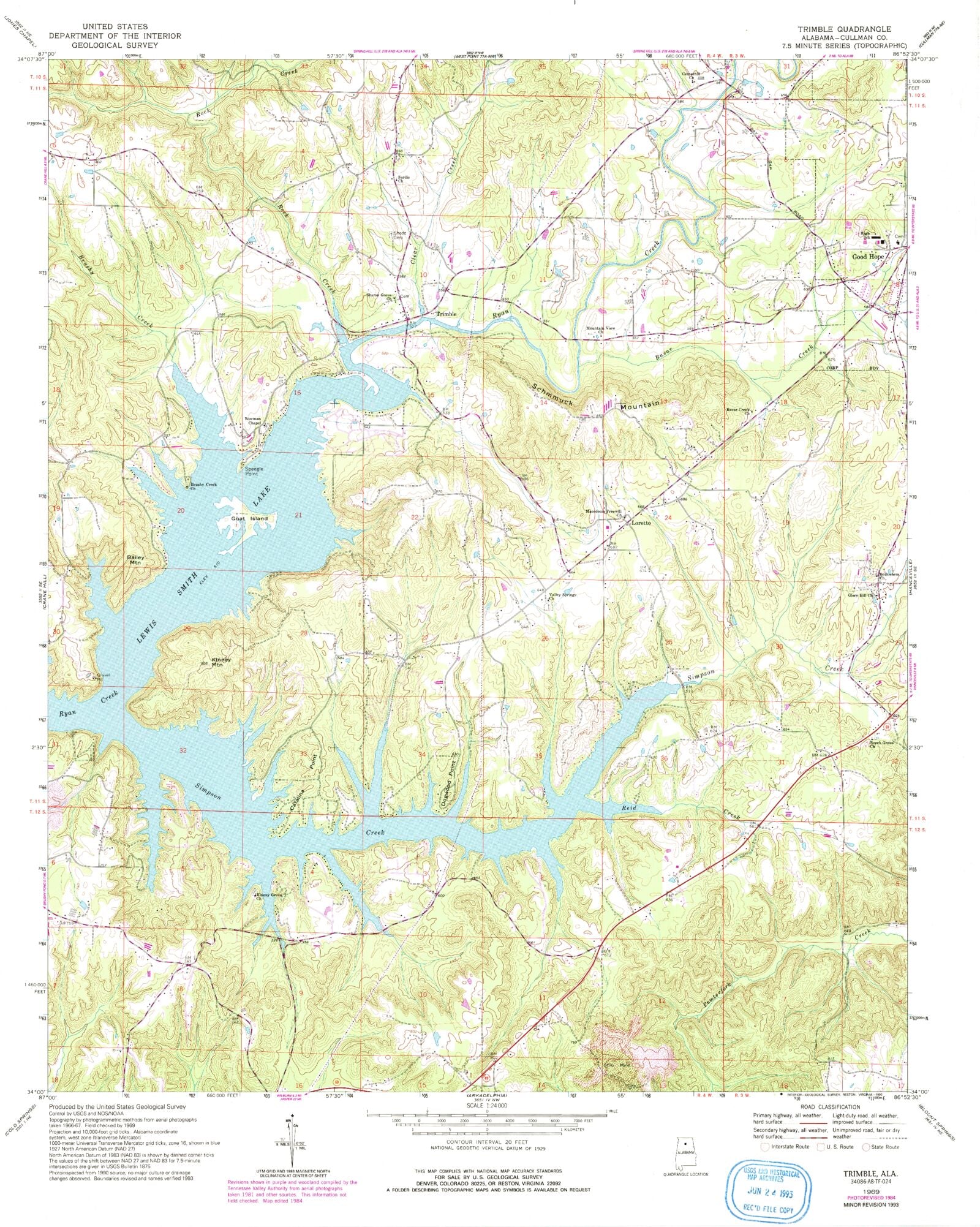 Classic USGS Trimble Alabama 7.5'x7.5' Topo Map – MyTopo Map Store