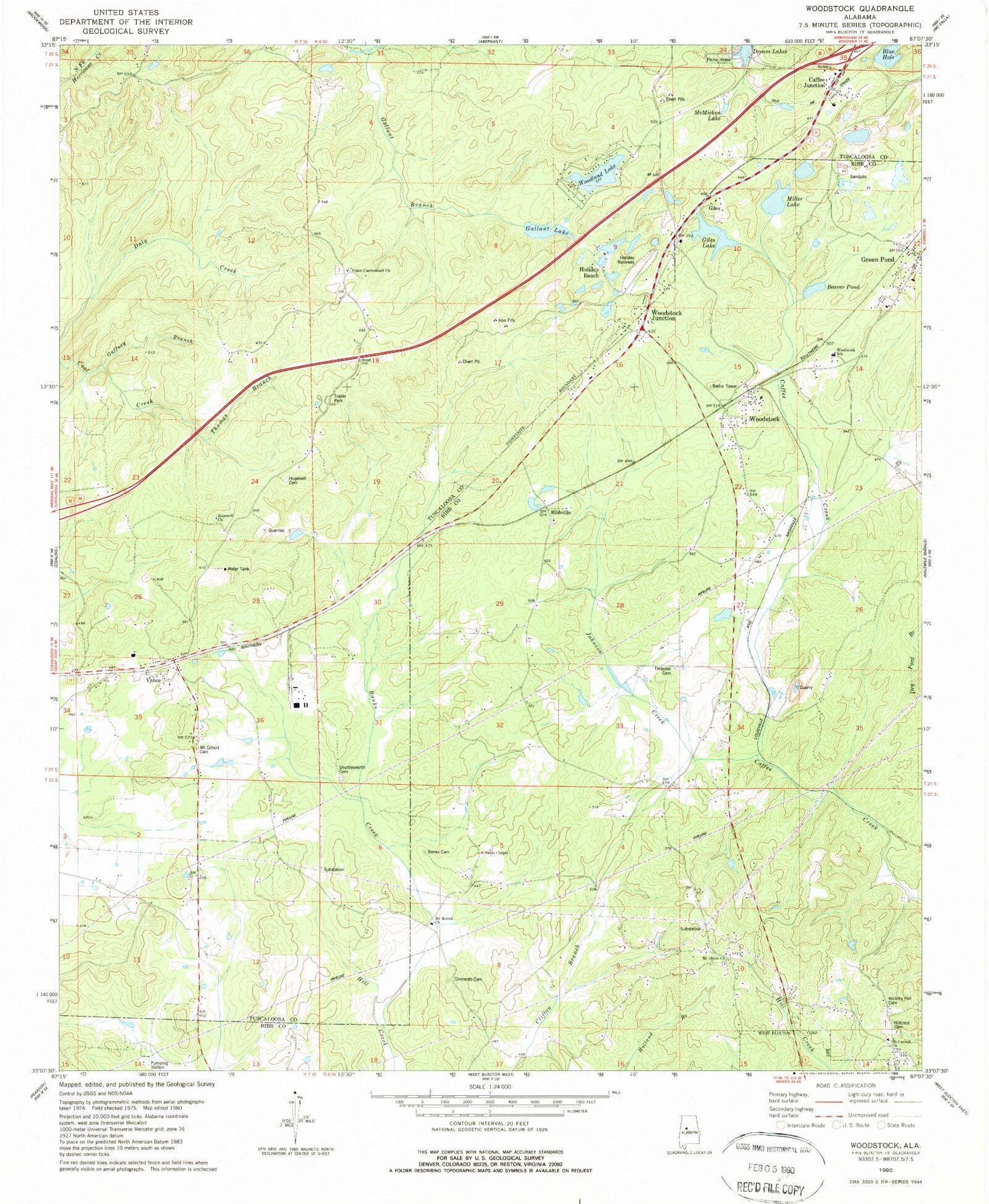 Classic USGS Woodstock Alabama 7.5'x7.5' Topo Map – MyTopo Map Store