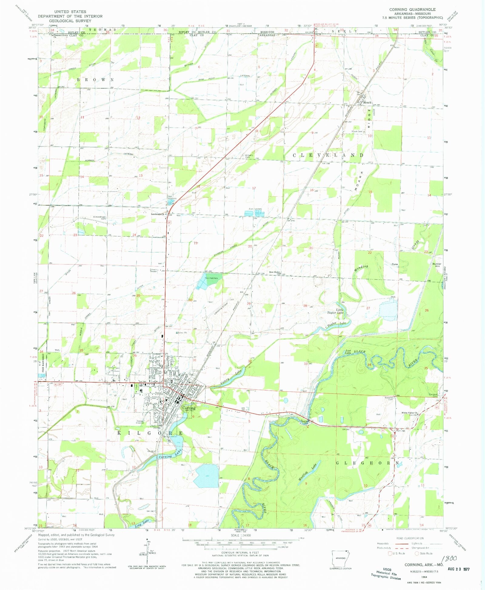Classic USGS Corning Arkansas 7.5'x7.5' Topo Map – MyTopo Map Store