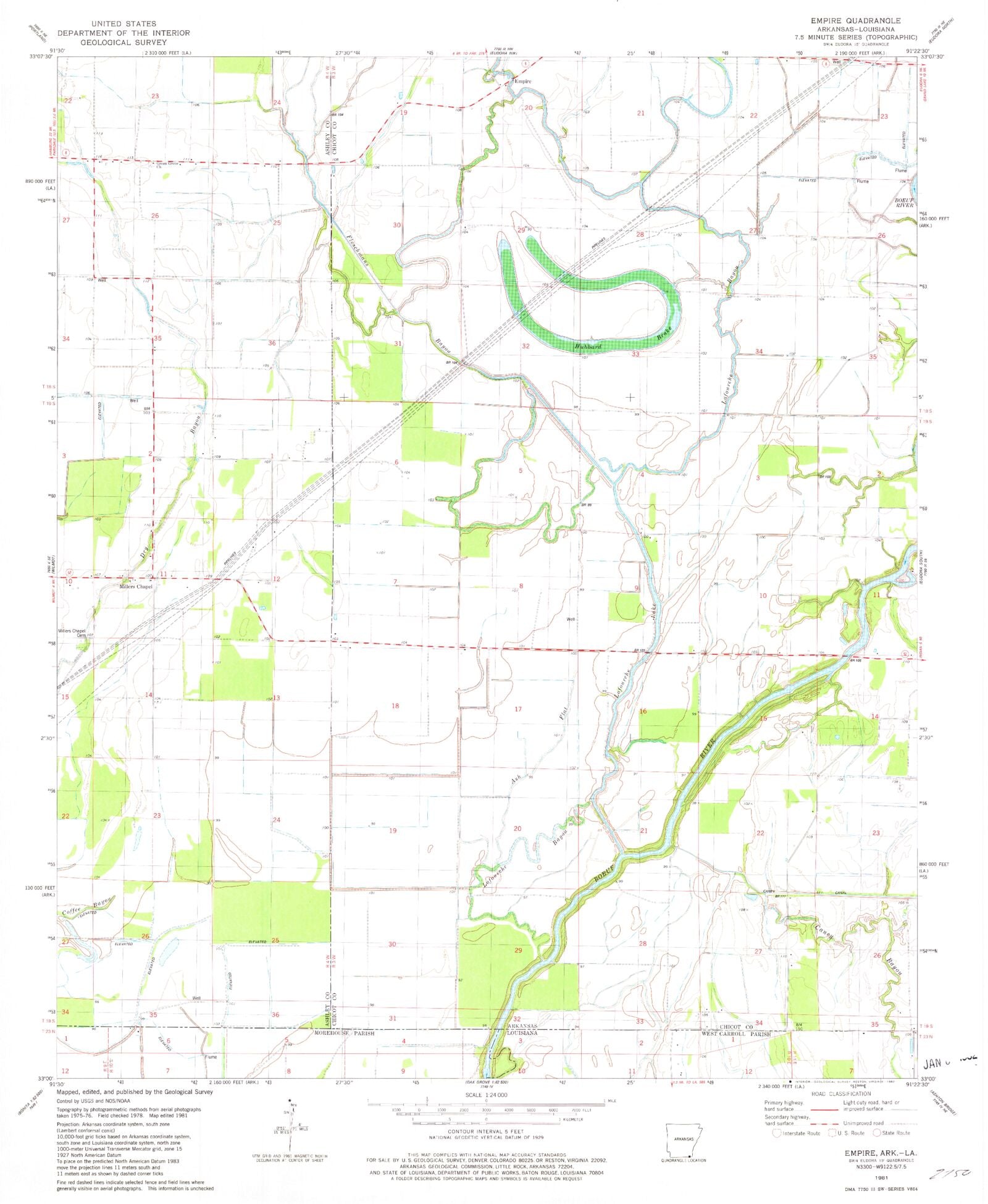 Classic USGS Empire Arkansas 7.5'x7.5' Topo Map – MyTopo Map Store
