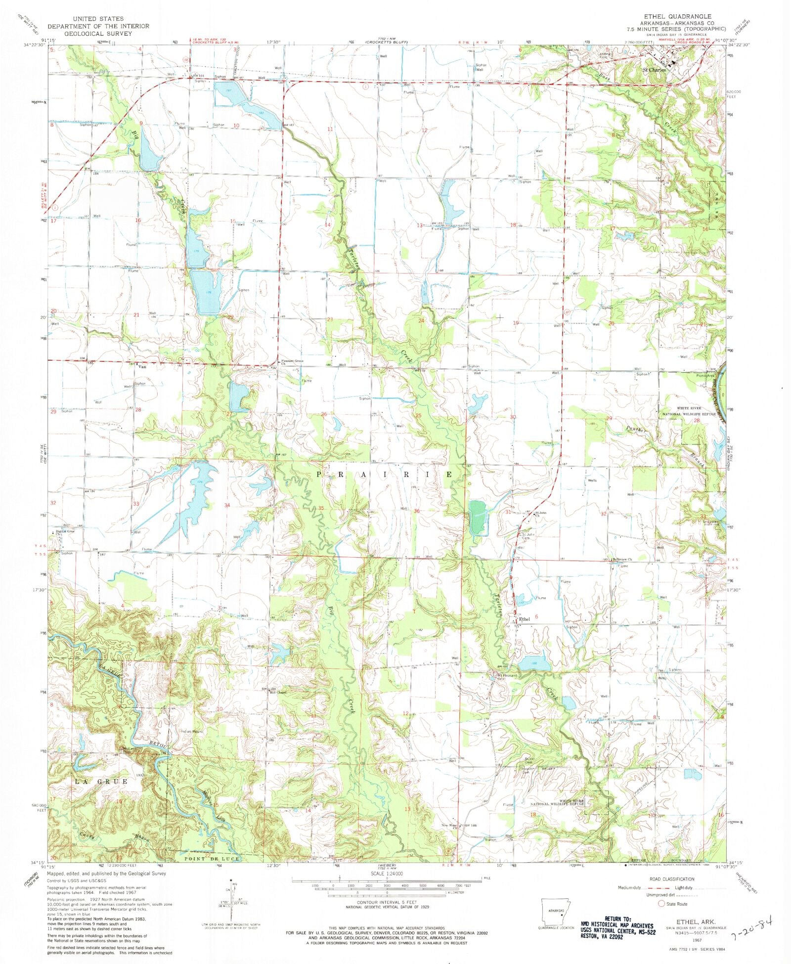 Classic USGS Ethel Arkansas 7.5'x7.5' Topo Map – MyTopo Map Store