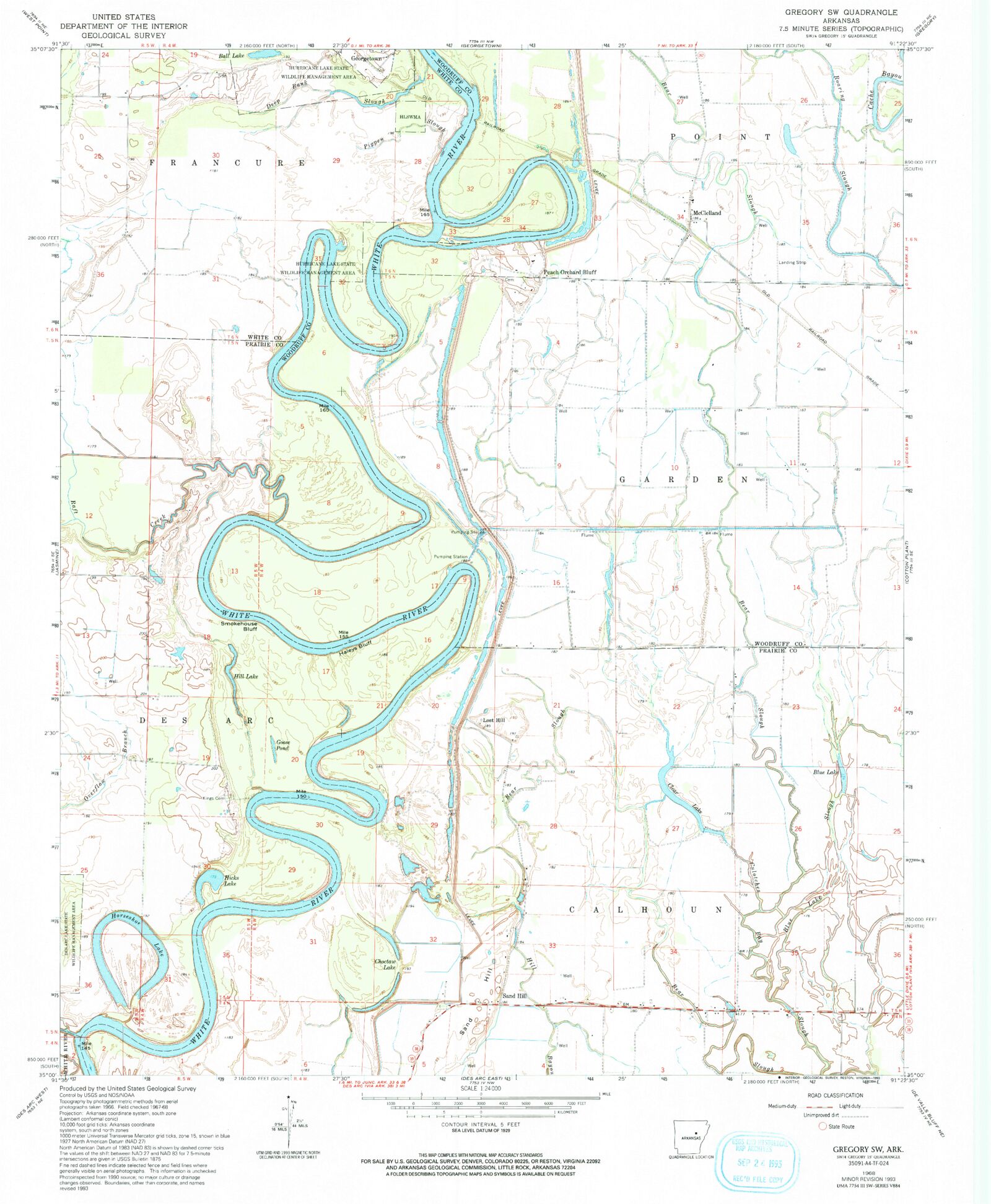 Classic USGS Gregory SW Arkansas 7.5'x7.5' Topo Map – MyTopo Map Store