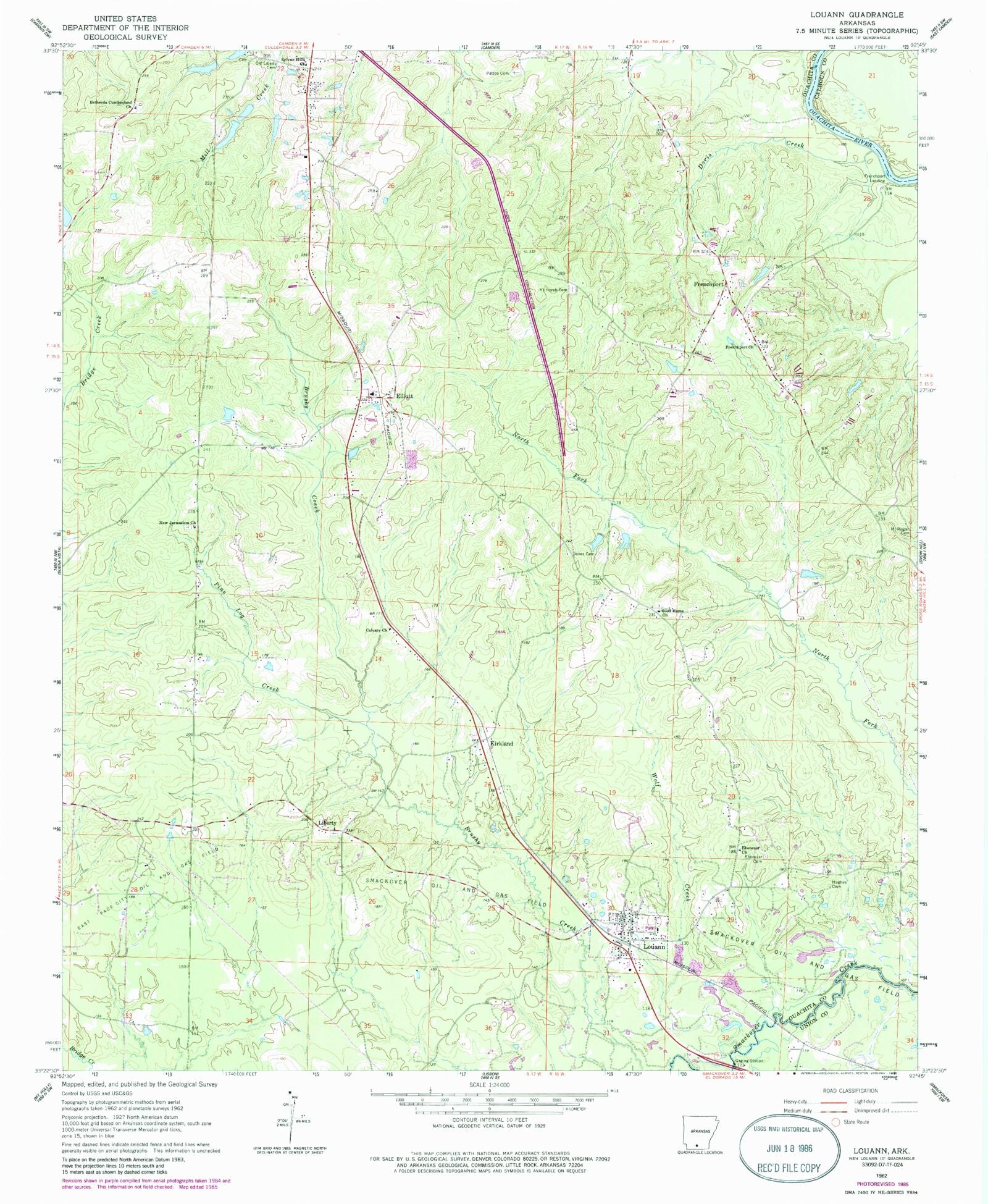 Classic USGS Louann Arkansas 7.5'x7.5' Topo Map – MyTopo Map Store