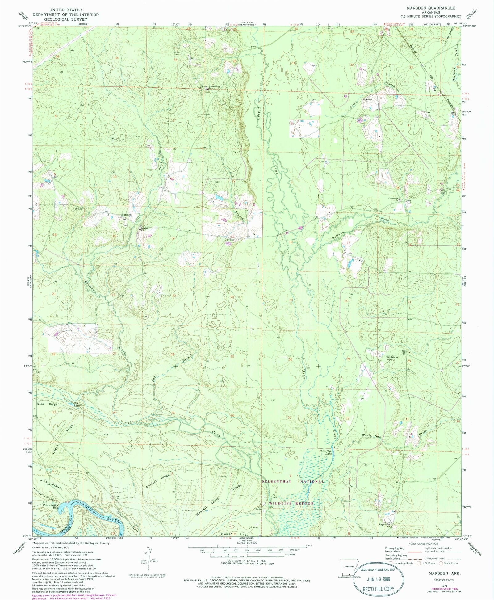 Classic USGS Marsden Arkansas 7.5'x7.5' Topo Map – MyTopo Map Store