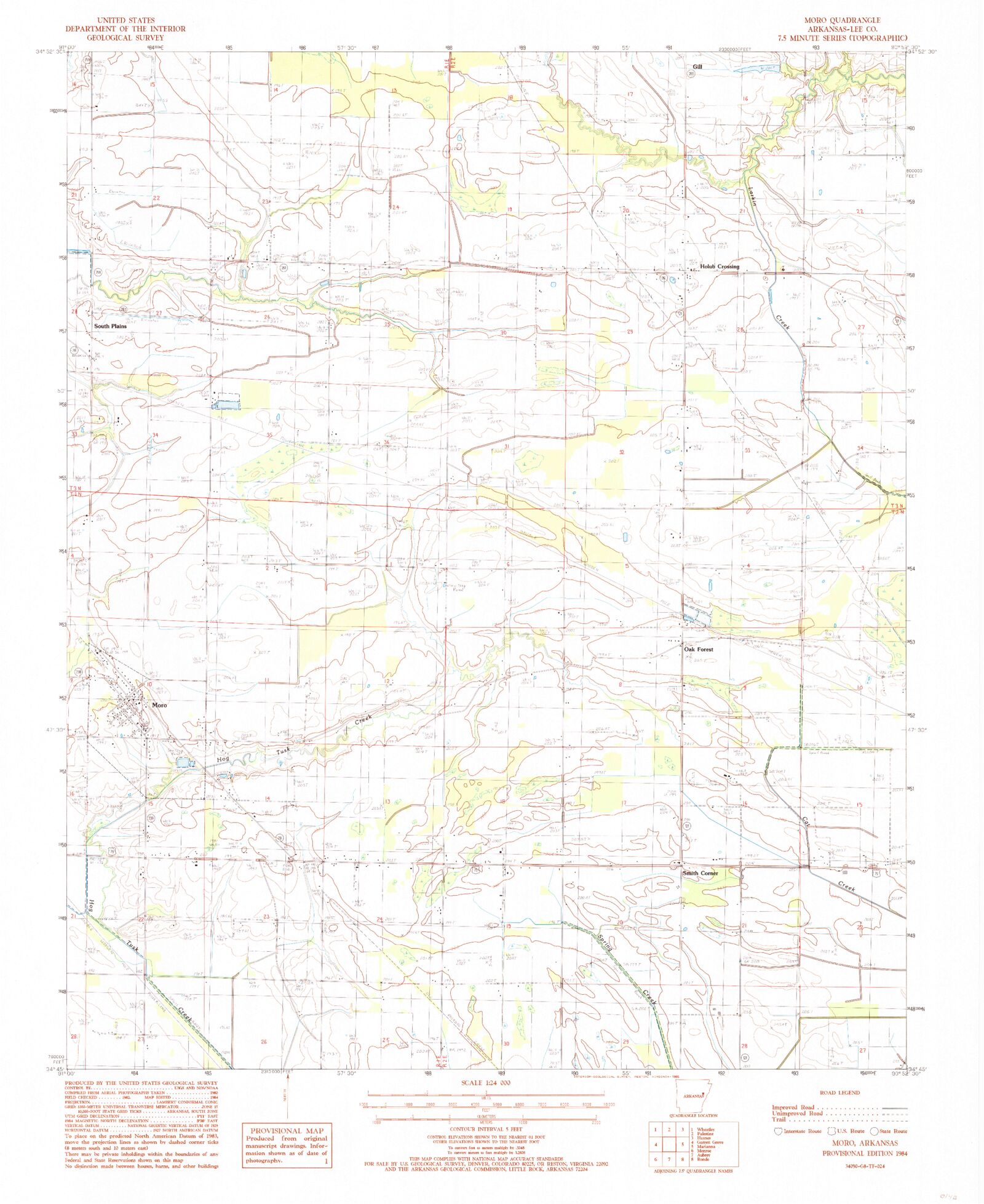Classic USGS Moro Arkansas 7.5'x7.5' Topo Map – MyTopo Map Store