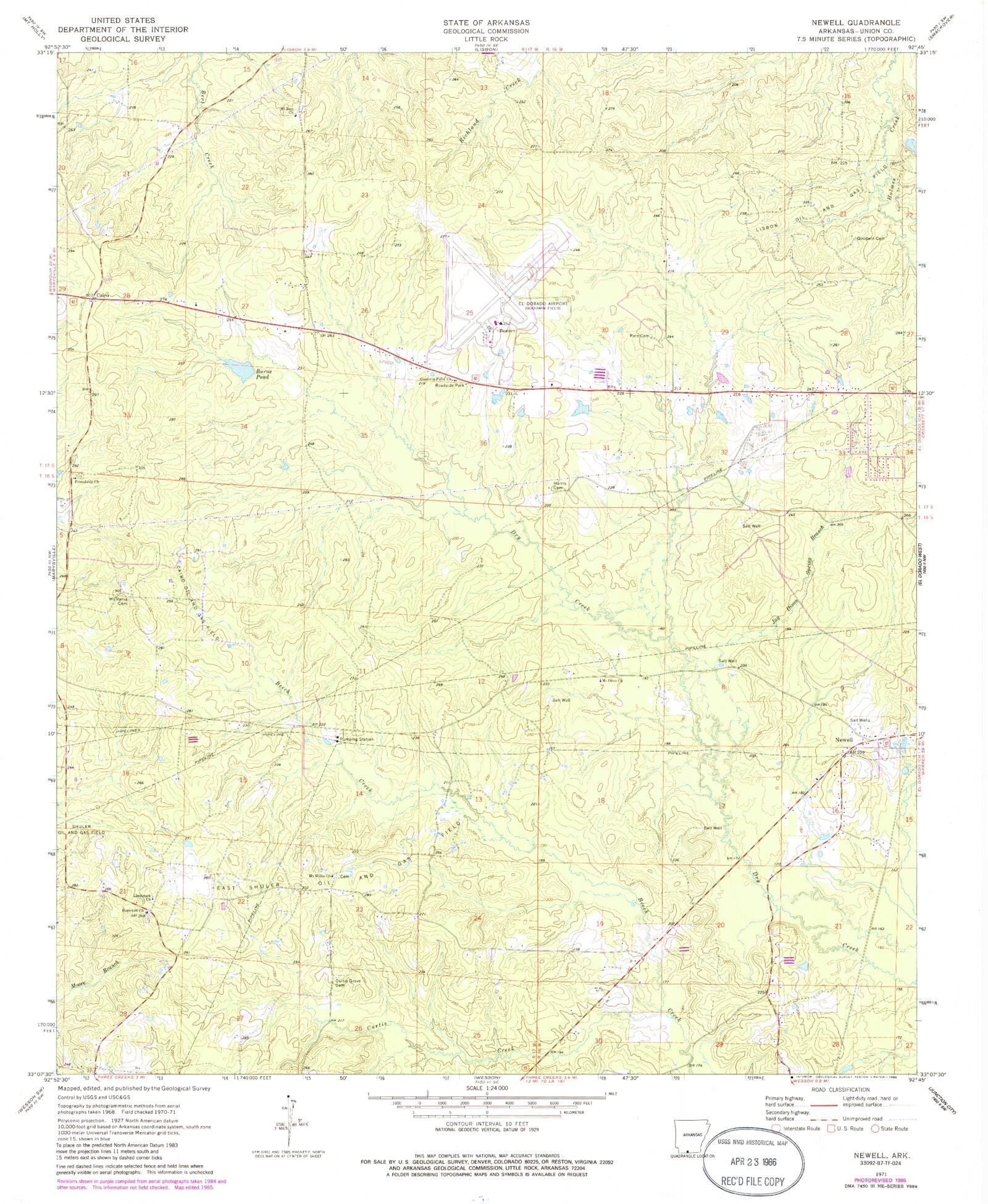 Classic USGS Newell Arkansas 7.5'x7.5' Topo Map – MyTopo Map Store