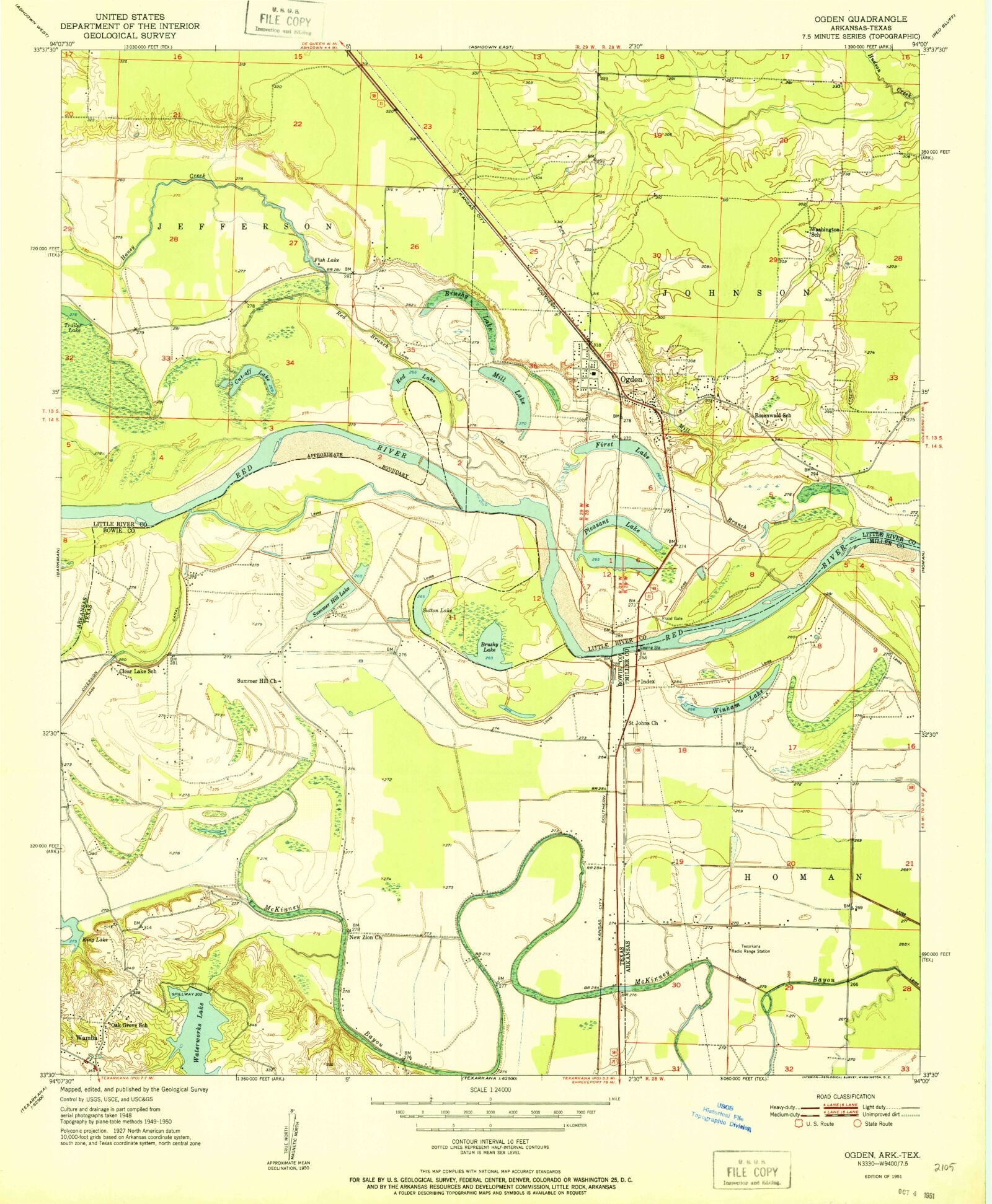 Classic USGS Ogden Arkansas 7.5'x7.5' Topo Map – MyTopo Map Store