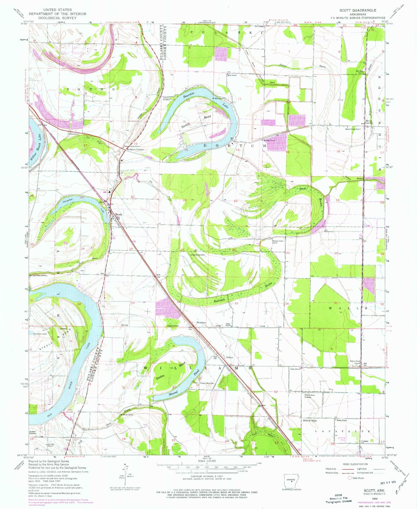 Classic USGS Scott Arkansas 7.5'x7.5' Topo Map – MyTopo Map Store