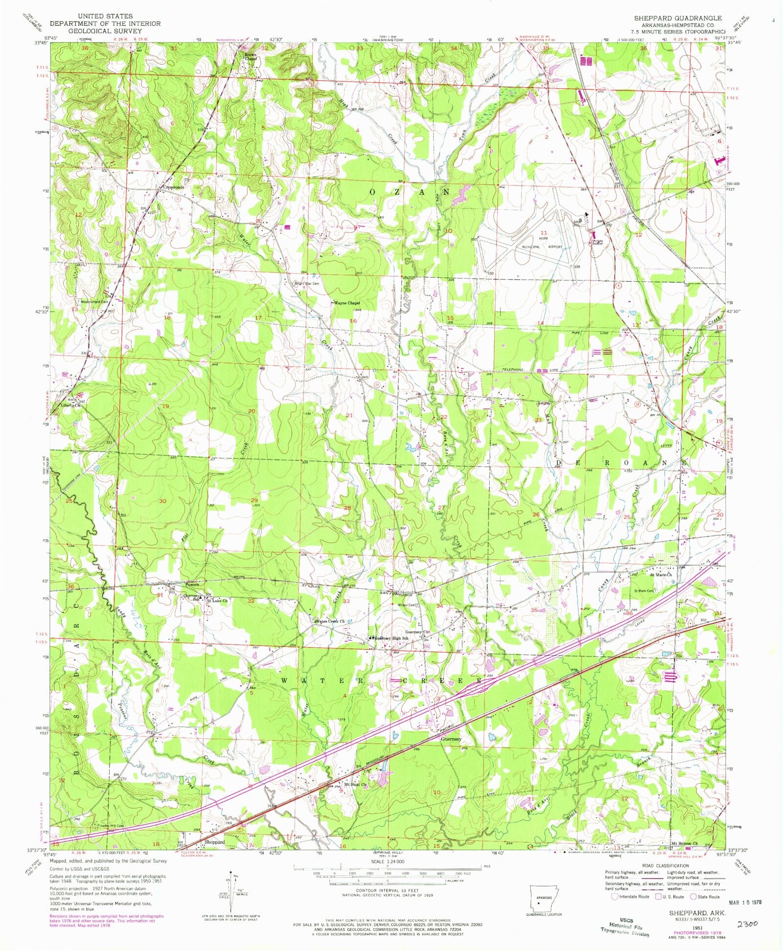 Classic USGS Sheppard Arkansas 7.5'x7.5' Topo Map – MyTopo Map Store