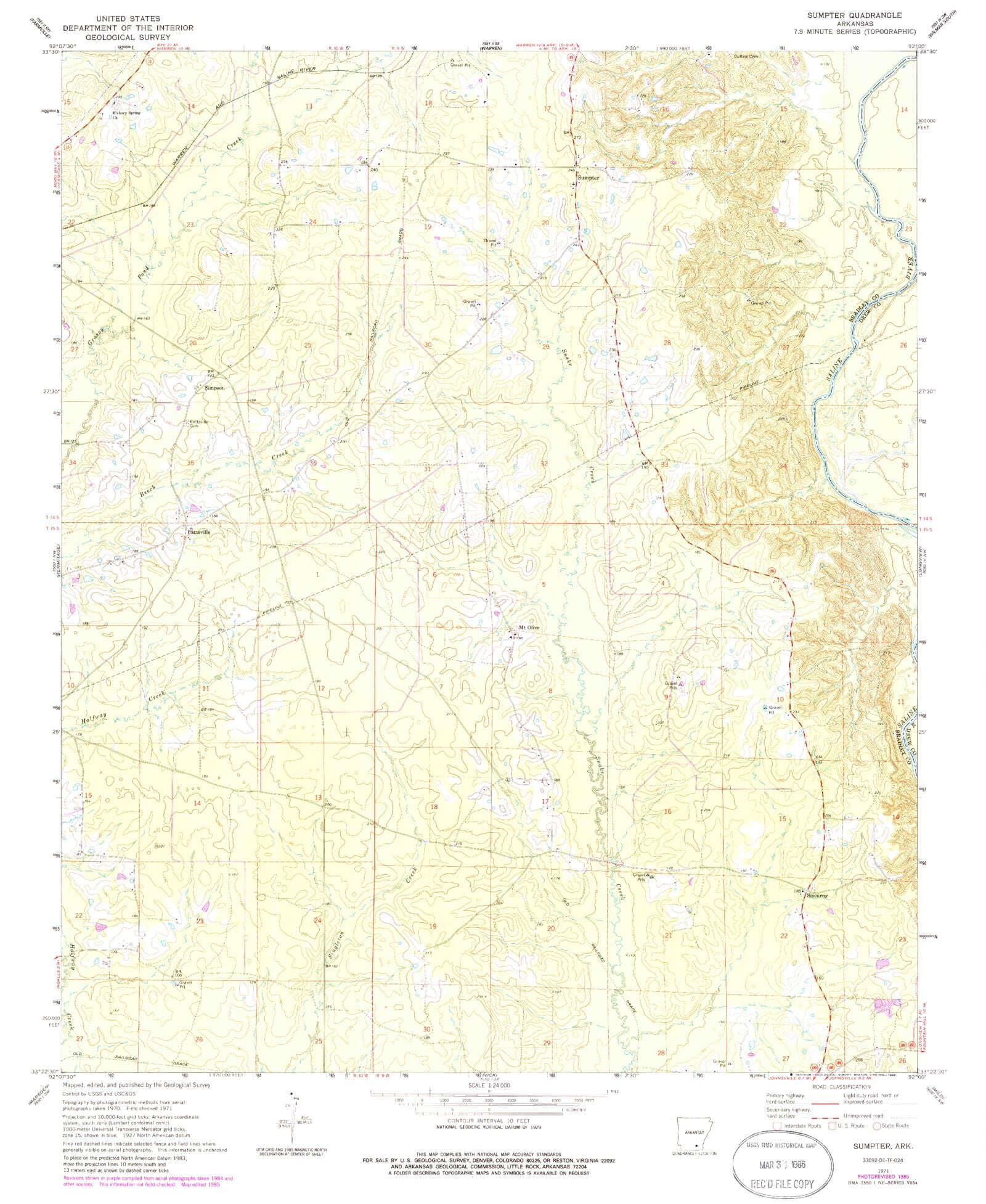 Classic USGS Sumpter Arkansas 7.5'x7.5' Topo Map – MyTopo Map Store