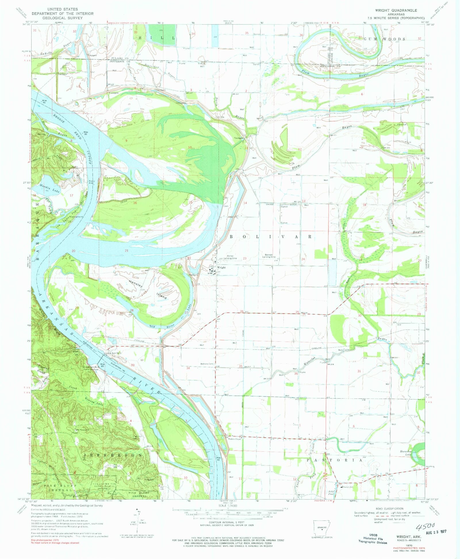 Classic USGS Wright Arkansas 7.5'x7.5' Topo Map – MyTopo Map Store