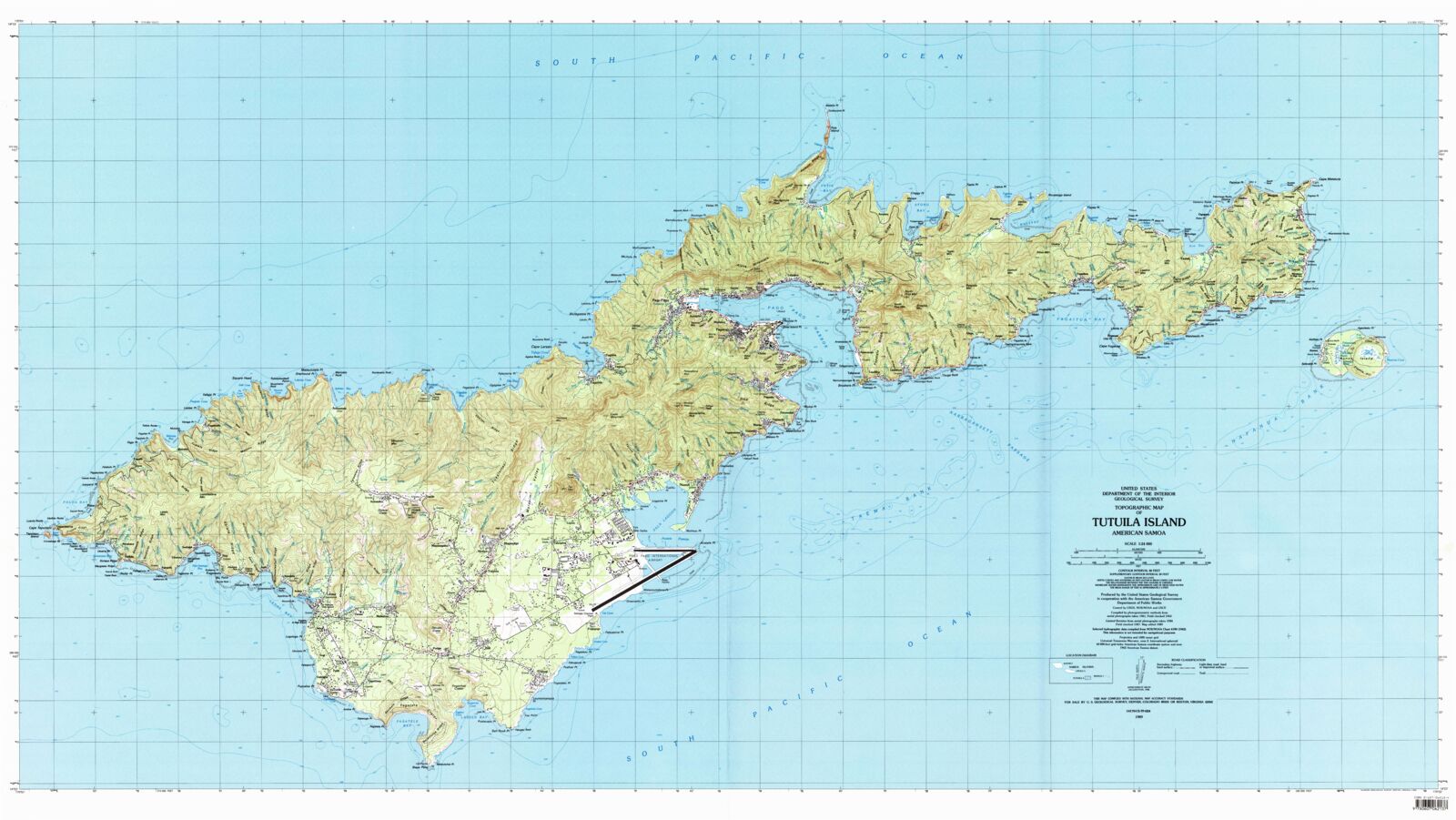 Classic USGS Tutuila Island American Samoa 7.5'x7.5' Topo Map – MyTopo ...