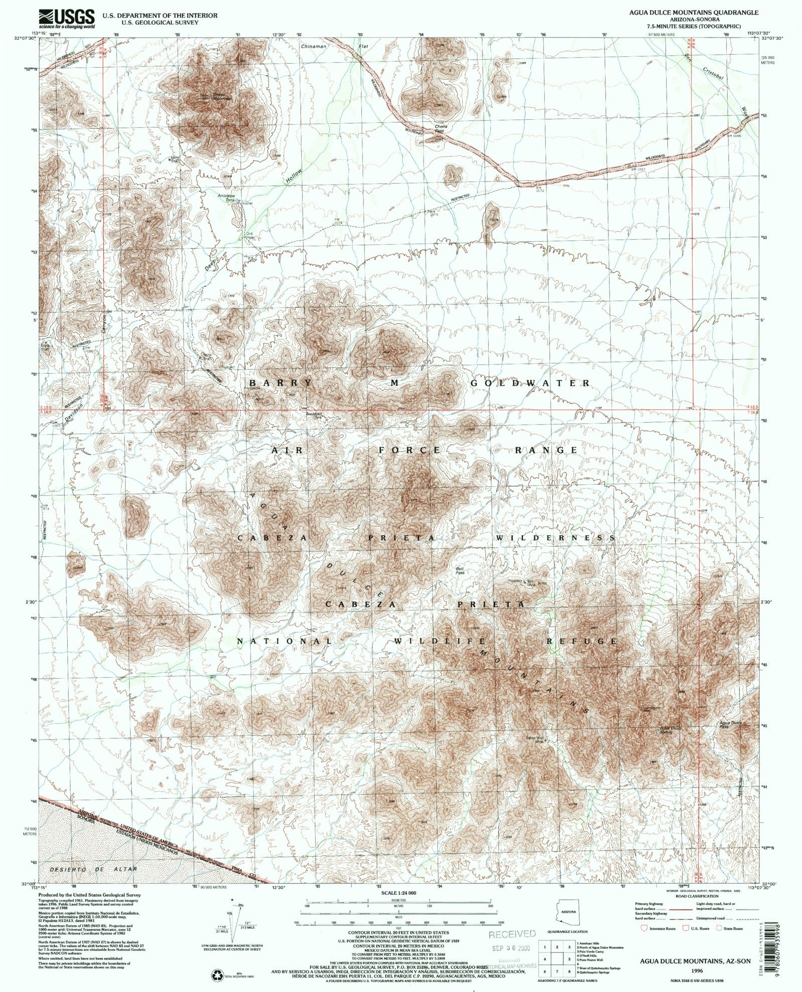 Classic USGS Agua Dulce Mountains Arizona 7.5'x7.5' Topo Map – MyTopo ...