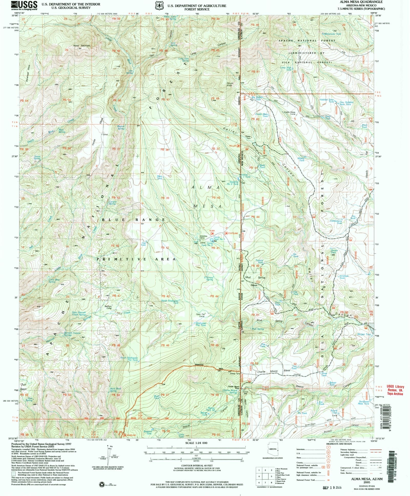 Classic USGS Alma Mesa Arizona 7.5'x7.5' Topo Map – MyTopo Map Store