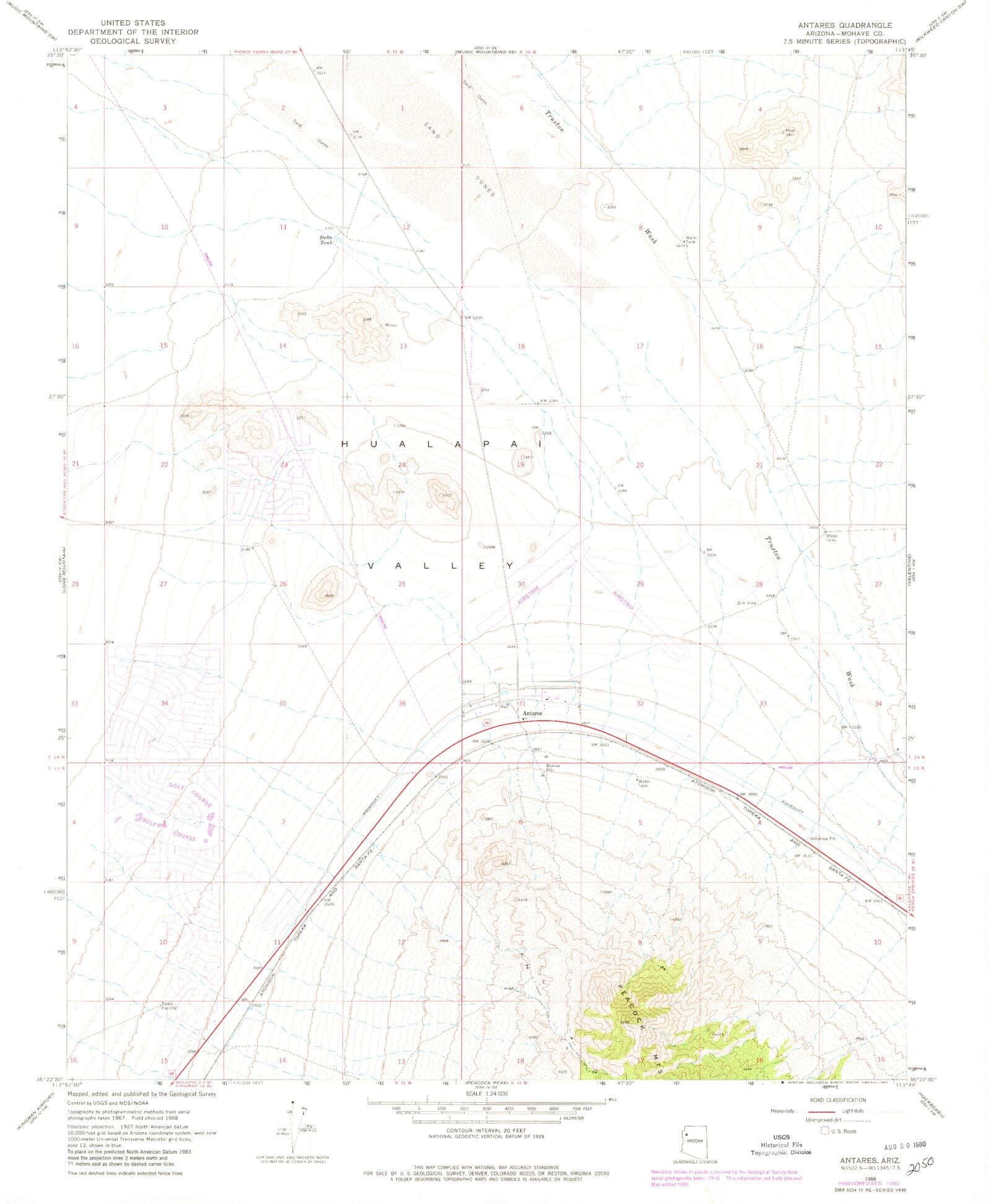 Classic USGS Antares Arizona 7.5'x7.5' Topo Map – MyTopo Map Store
