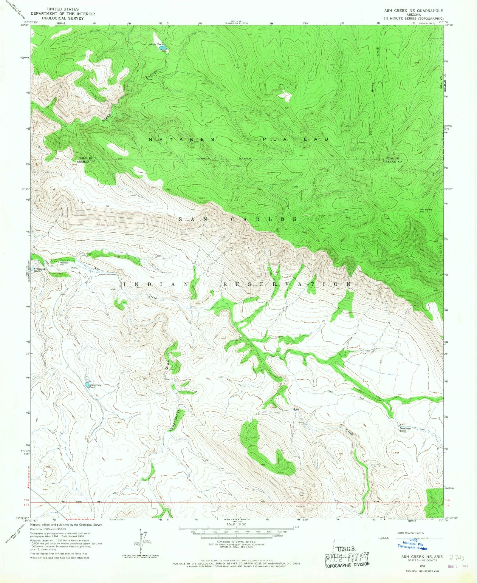 Classic USGS Ash Creek NE Arizona 7.5'x7.5' Topo Map – MyTopo Map Store