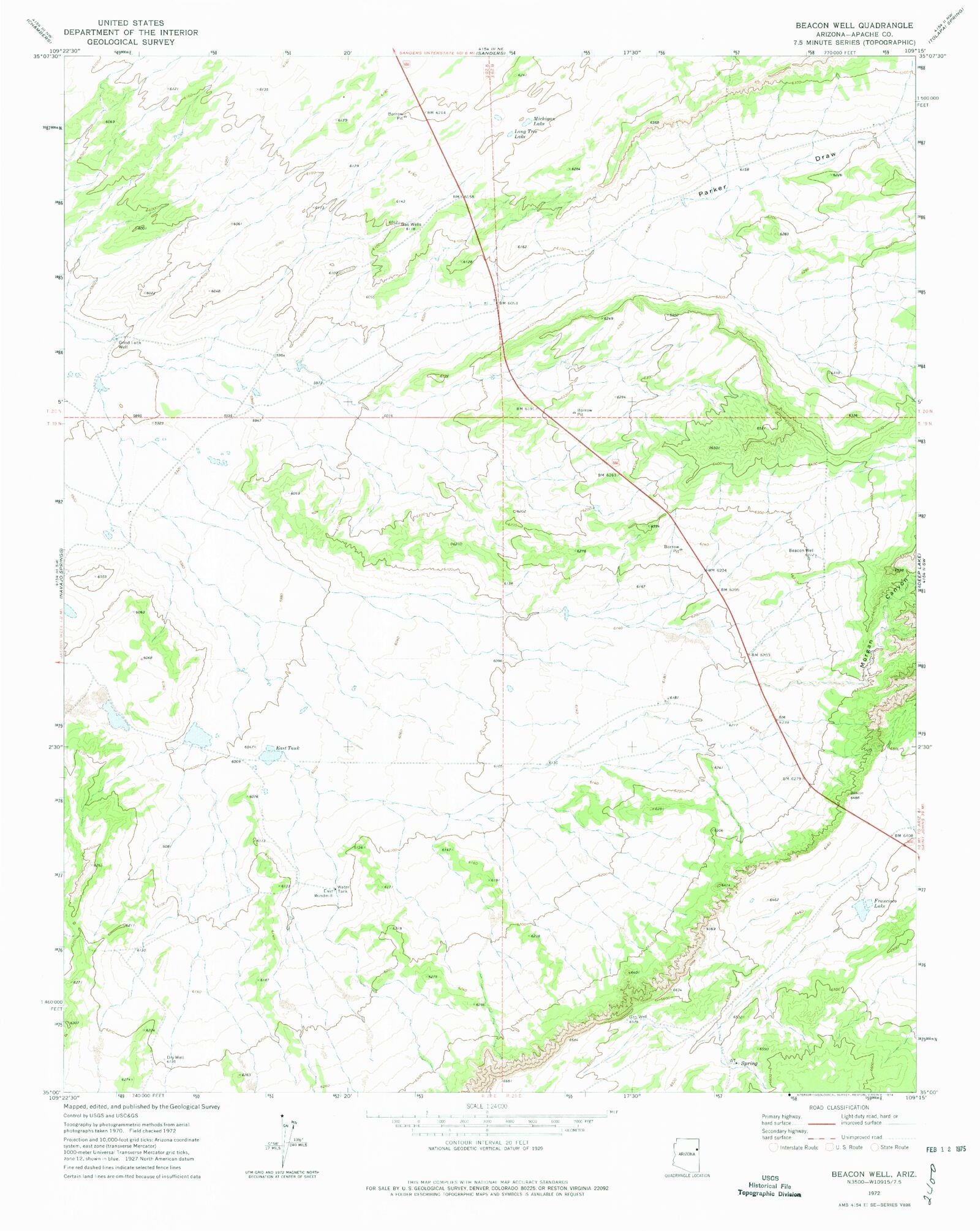 Classic USGS Beacon Well Arizona 7.5'x7.5' Topo Map – MyTopo Map Store