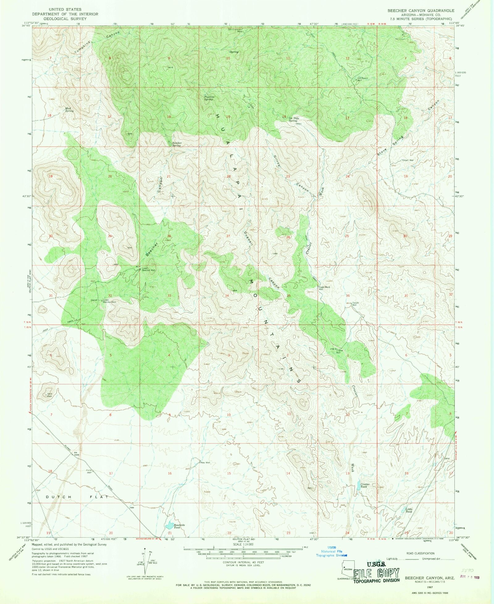 Classic USGS Beecher Canyon Arizona 7.5'x7.5' Topo Map – MyTopo Map Store