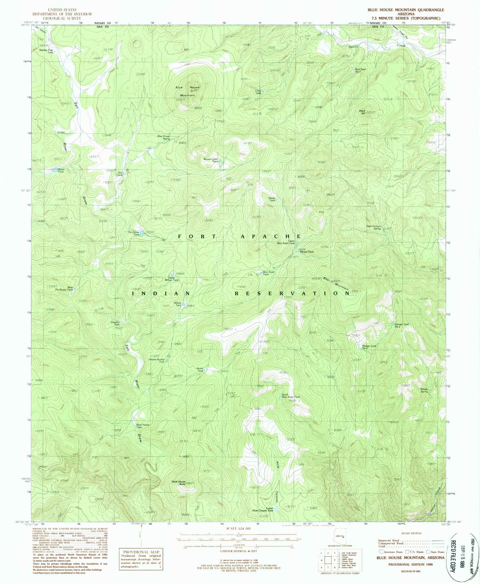 Classic USGS Blue House Mountain Arizona 7.5'x7.5' Topo Map – MyTopo ...