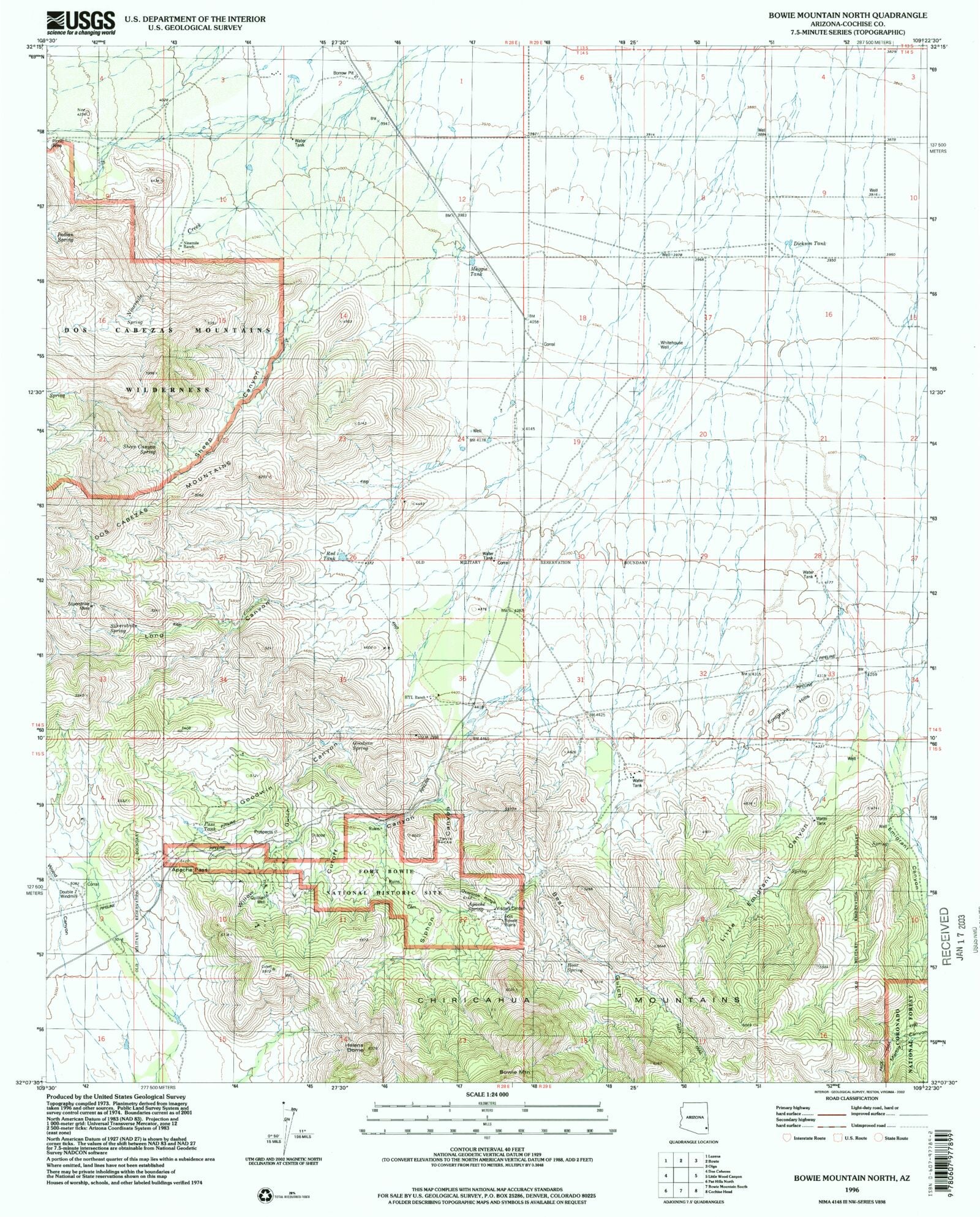 Classic USGS Bowie Mountain North Arizona 7.5'x7.5' Topo Map – MyTopo ...