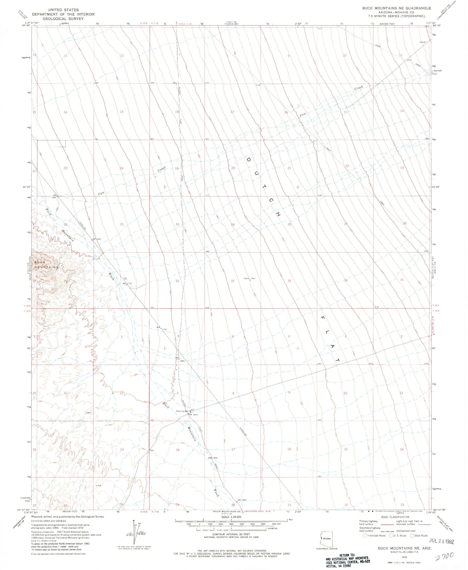 Classic USGS Buck Mountains NE Arizona 7.5'x7.5' Topo Map – MyTopo Map ...