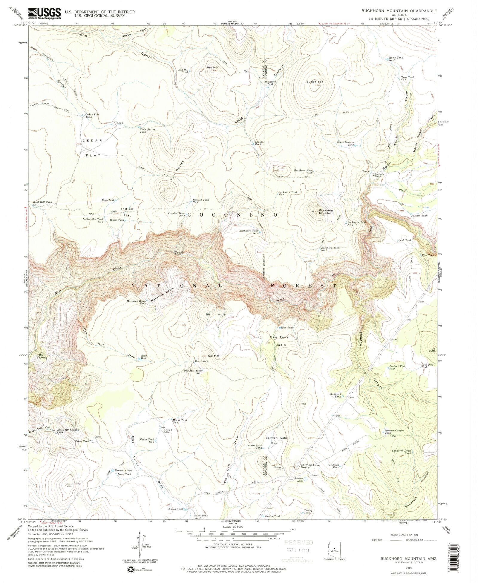 Classic USGS Buckhorn Mountain Arizona 7.5'x7.5' Topo Map – MyTopo Map ...