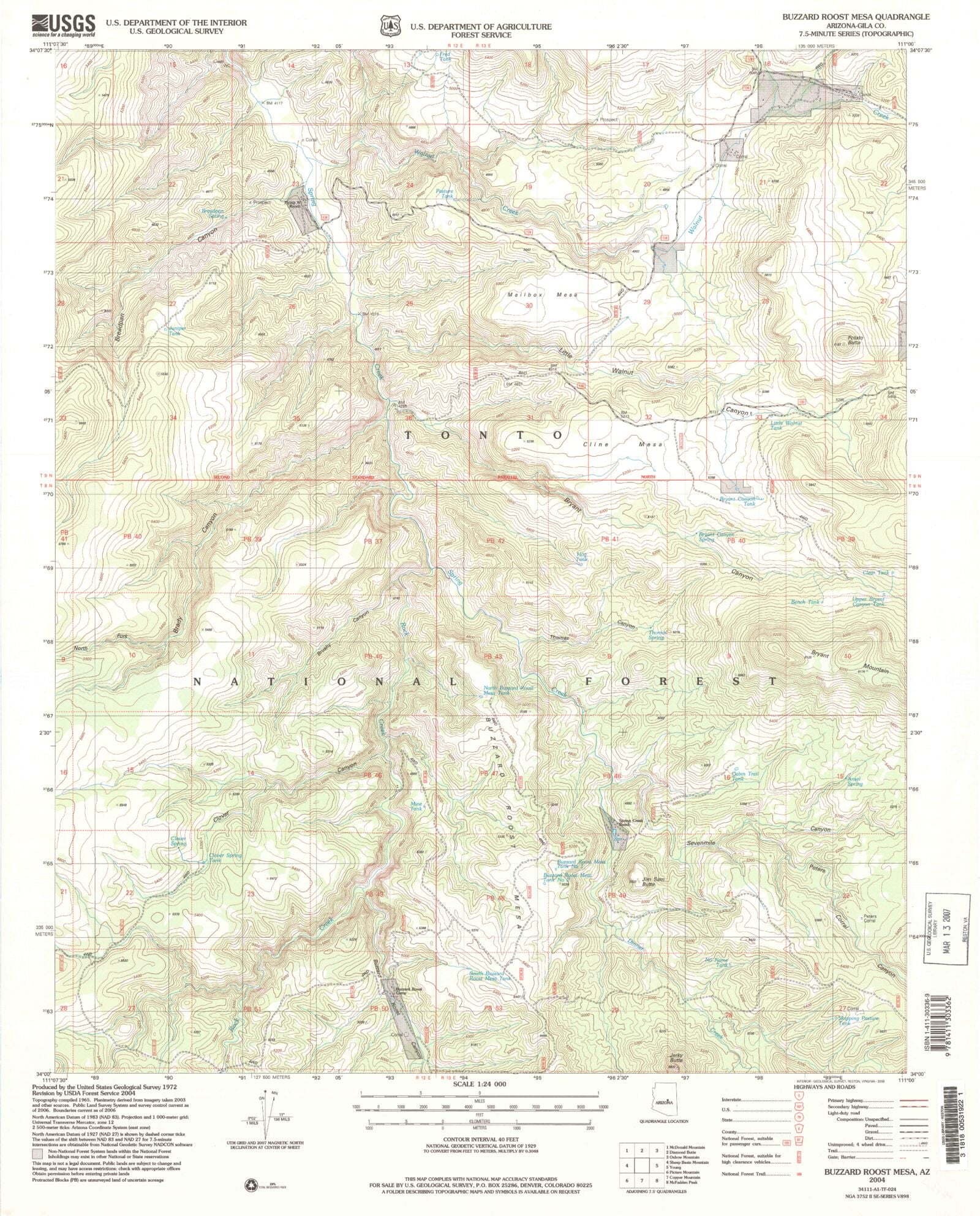 Classic USGS Buzzard Roost Mesa Arizona 7.5'x7.5' Topo Map – MyTopo Map ...