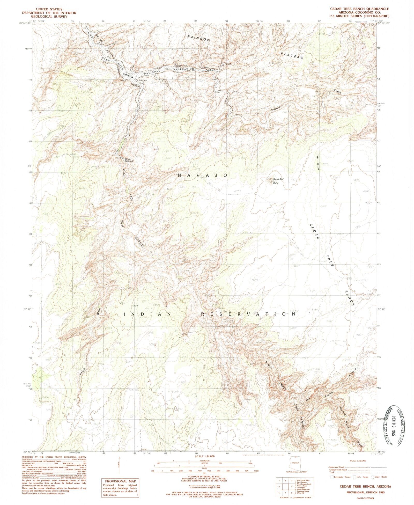 Classic USGS Cedar Tree Bench Arizona 7.5'x7.5' Topo Map – MyTopo Map Store