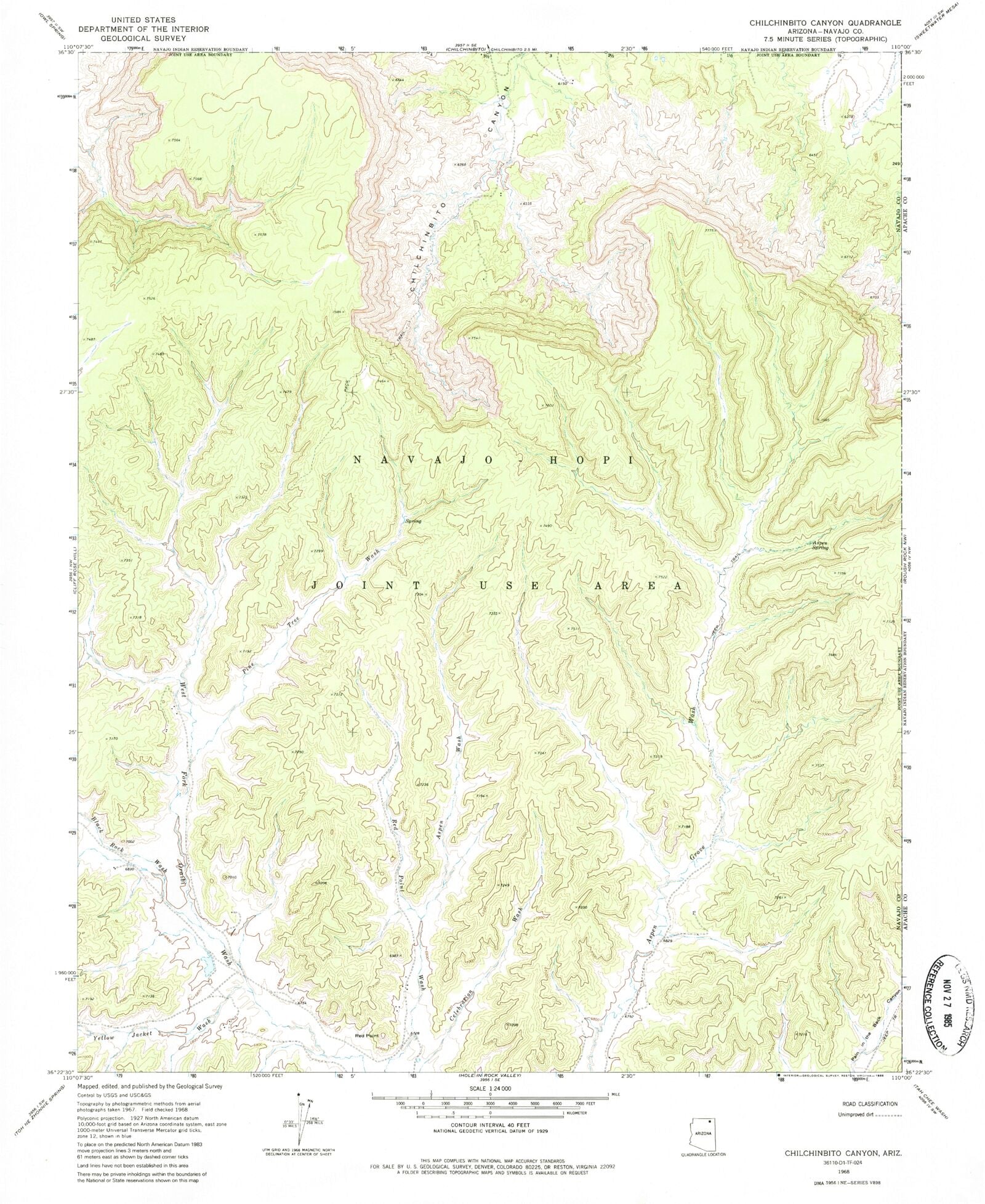 Classic USGS Chilchinbito Canyon Arizona 7.5'x7.5' Topo Map – MyTopo ...