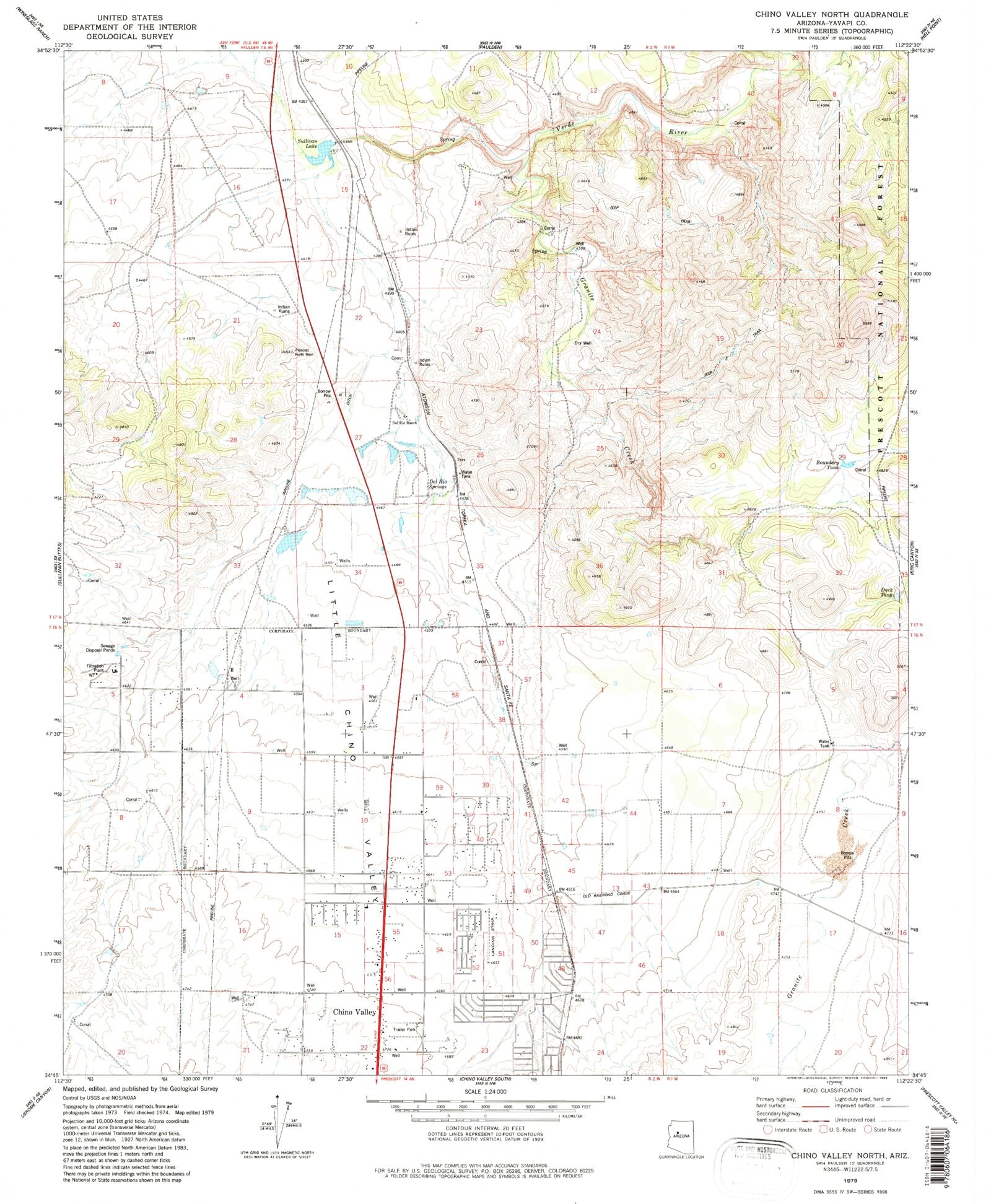 Classic USGS Chino Valley North Arizona 7.5'x7.5' Topo Map – MyTopo Map ...