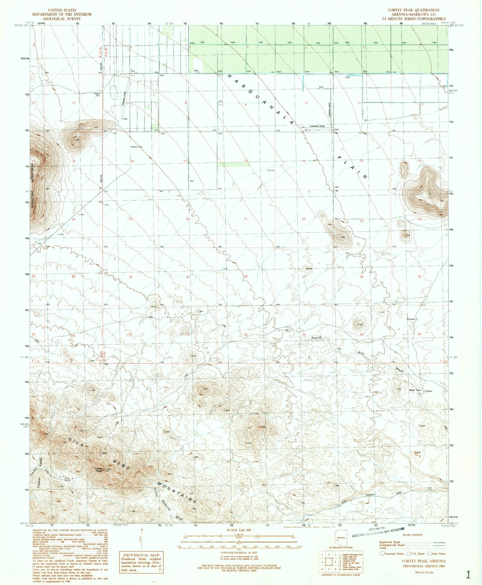 Classic USGS Cortez Peak Arizona 7.5'x7.5' Topo Map – MyTopo Map Store