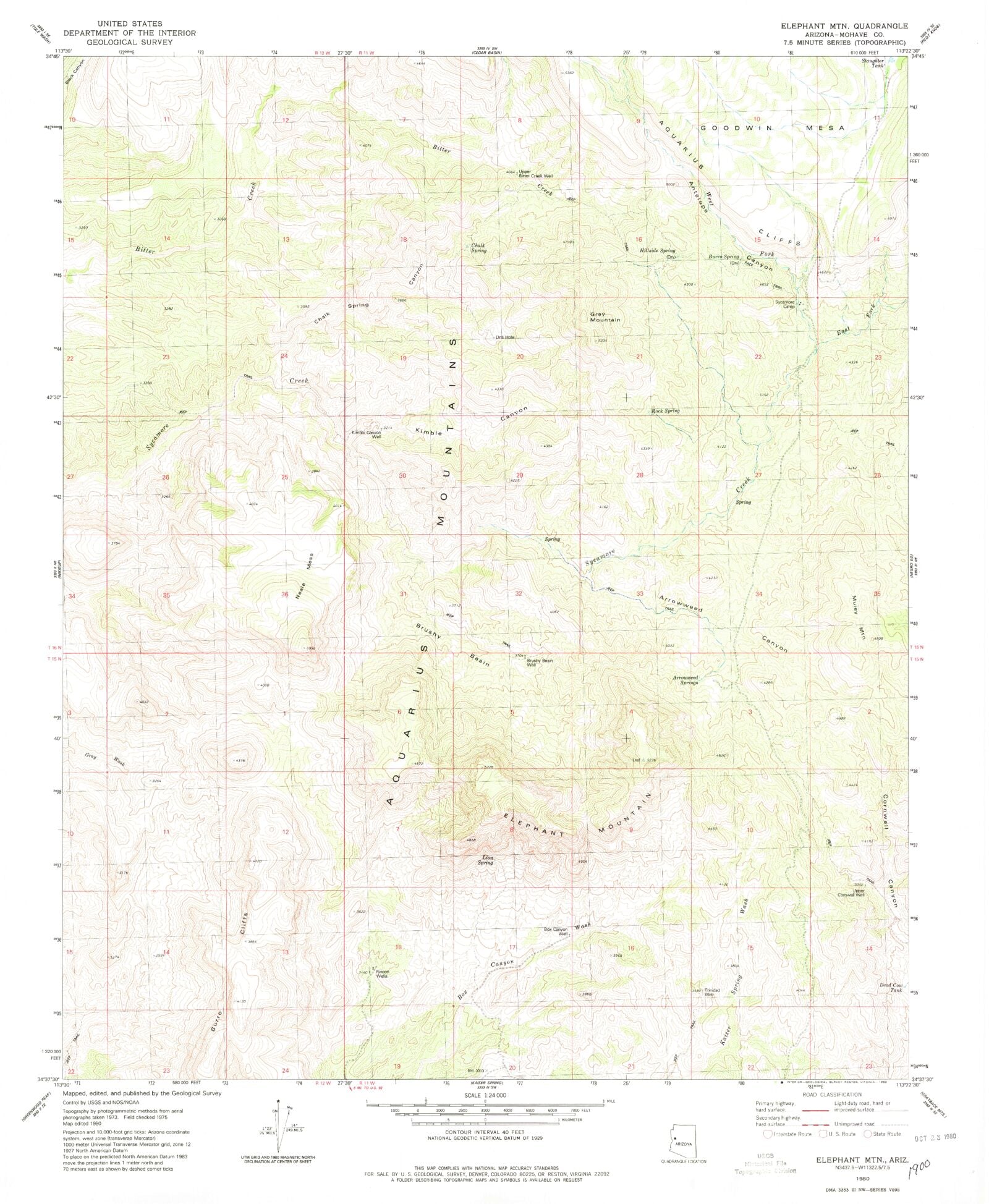 Classic USGS Elephant Mountain Arizona 7.5'x7.5' Topo Map – MyTopo Map ...