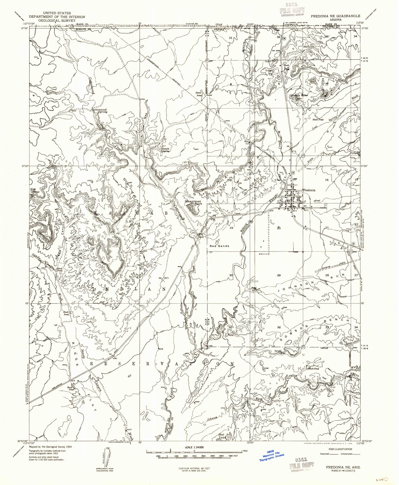 Classic USGS Fredonia Arizona 7.5'x7.5' Topo Map – MyTopo Map Store