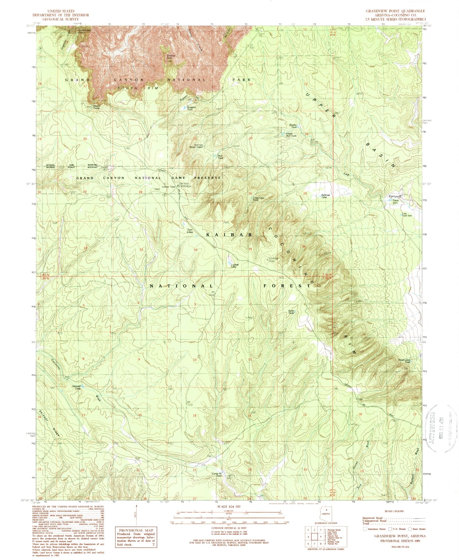 Classic USGS Grandview Point Arizona 7.5'x7.5' Topo Map – MyTopo Map Store