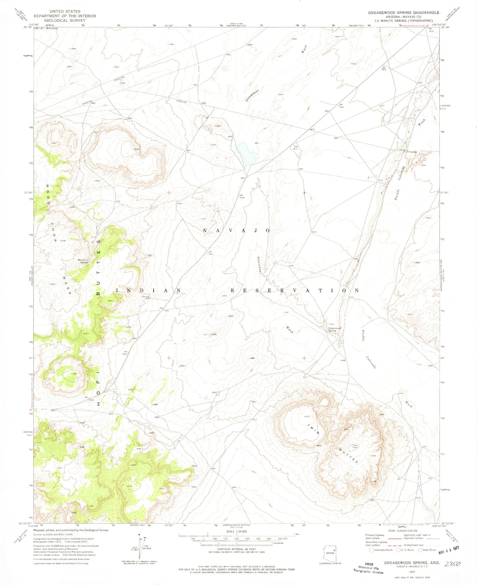Classic USGS Greasewood Spring Arizona 7.5'x7.5' Topo Map – MyTopo Map ...