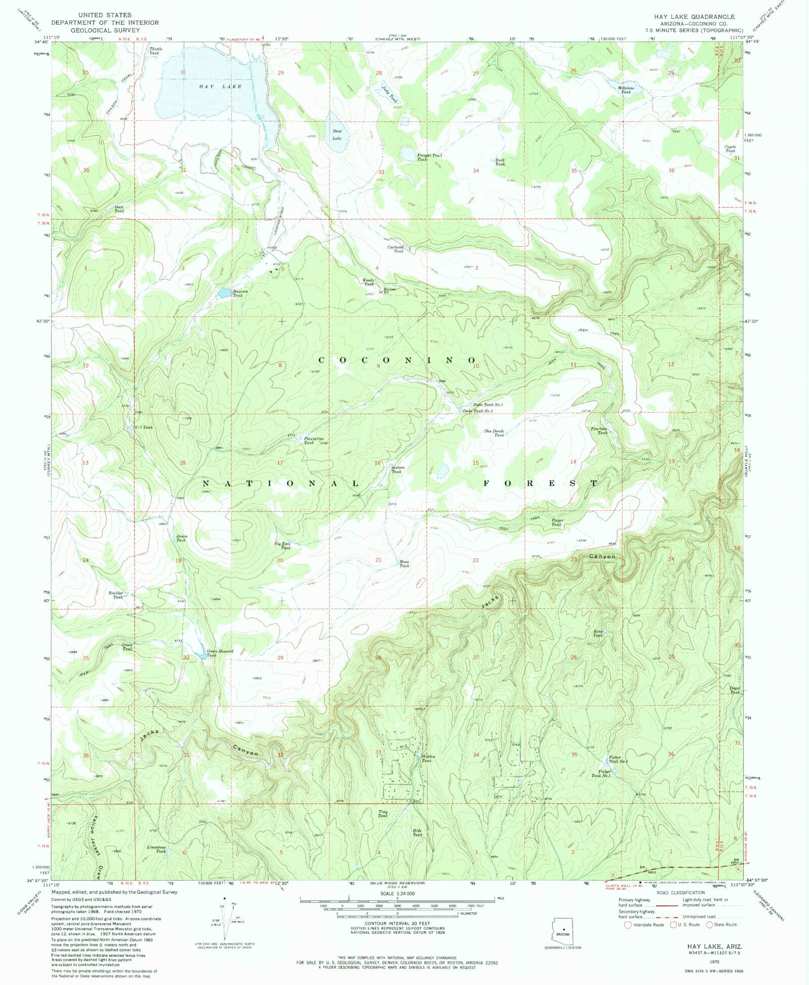 Classic USGS Hay Lake Arizona 7.5'x7.5' Topo Map – MyTopo Map Store