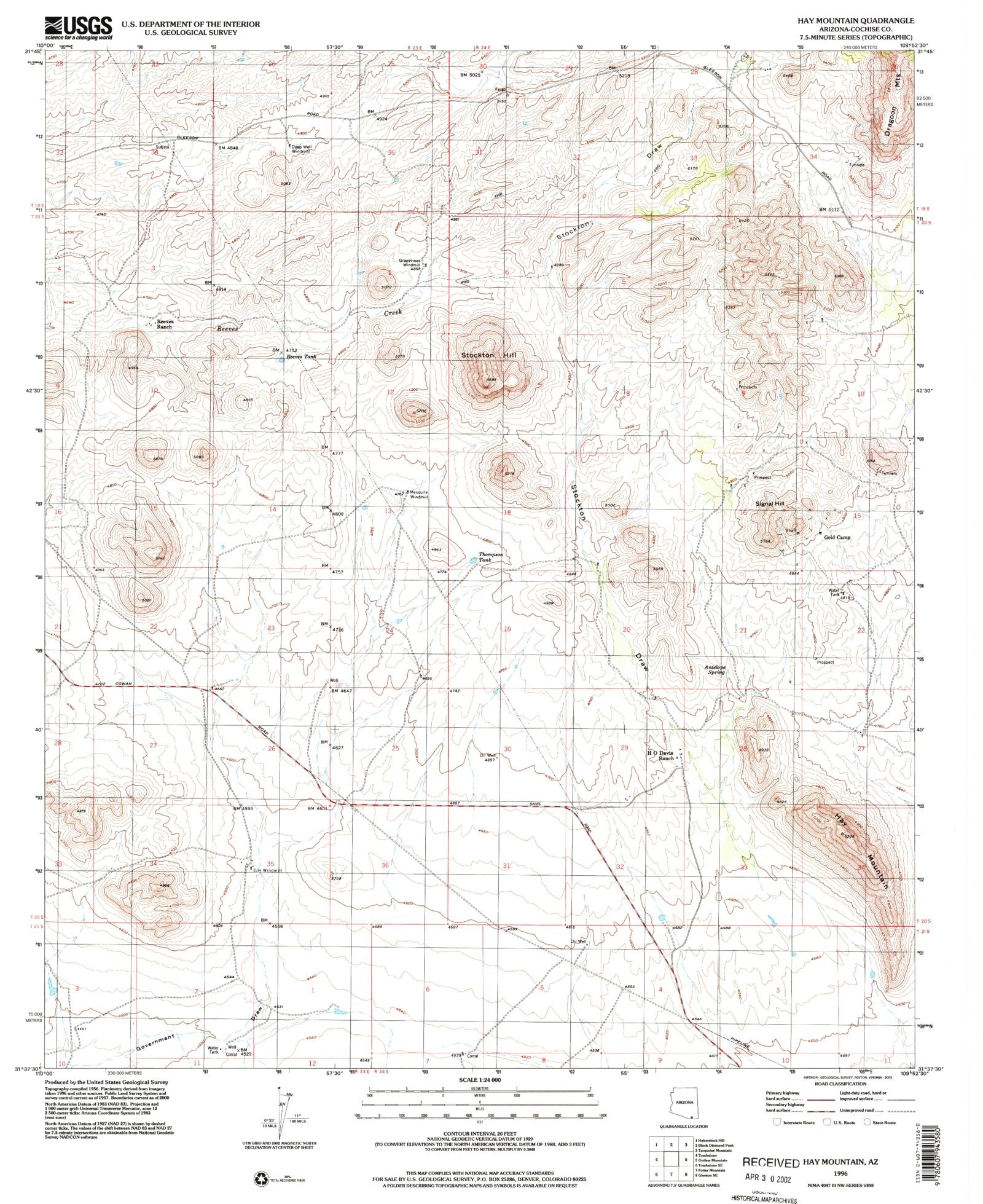 Classic USGS Hay Mountain Arizona 7.5'x7.5' Topo Map – MyTopo Map Store