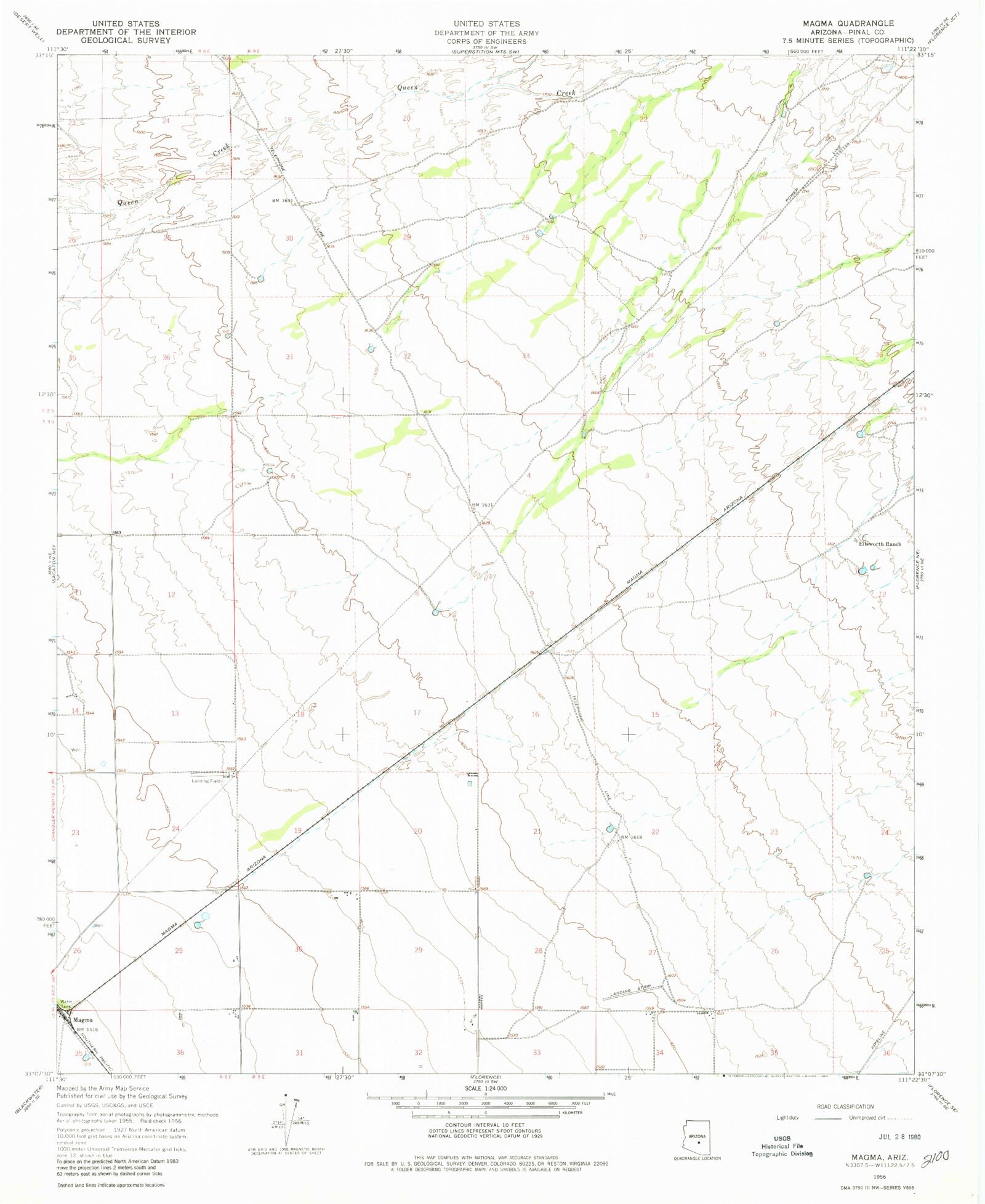 Classic USGS Magma Arizona 7.5'x7.5' Topo Map – MyTopo Map Store