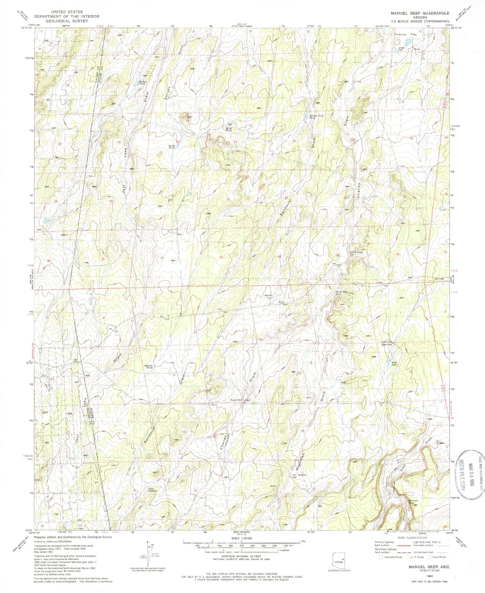 Classic USGS Manuel Seep Arizona 7.5'x7.5' Topo Map – MyTopo Map Store