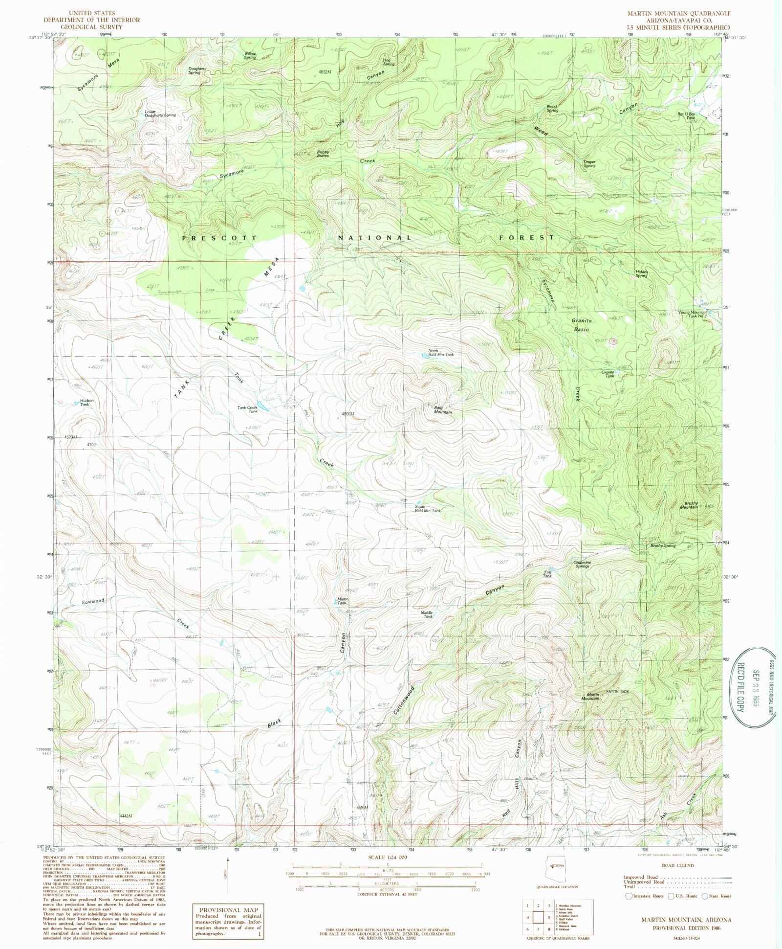 Classic USGS Martin Mountain Arizona 7.5'x7.5' Topo Map – MyTopo Map Store