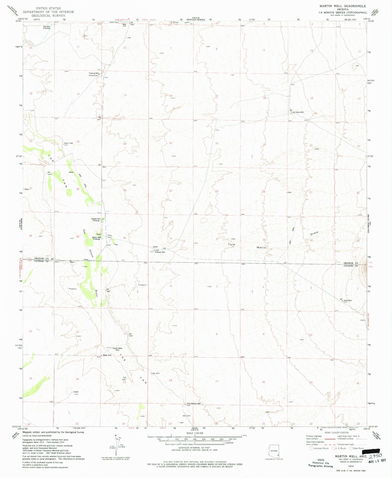 Classic USGS Martin Well Arizona 7.5'x7.5' Topo Map – MyTopo Map Store